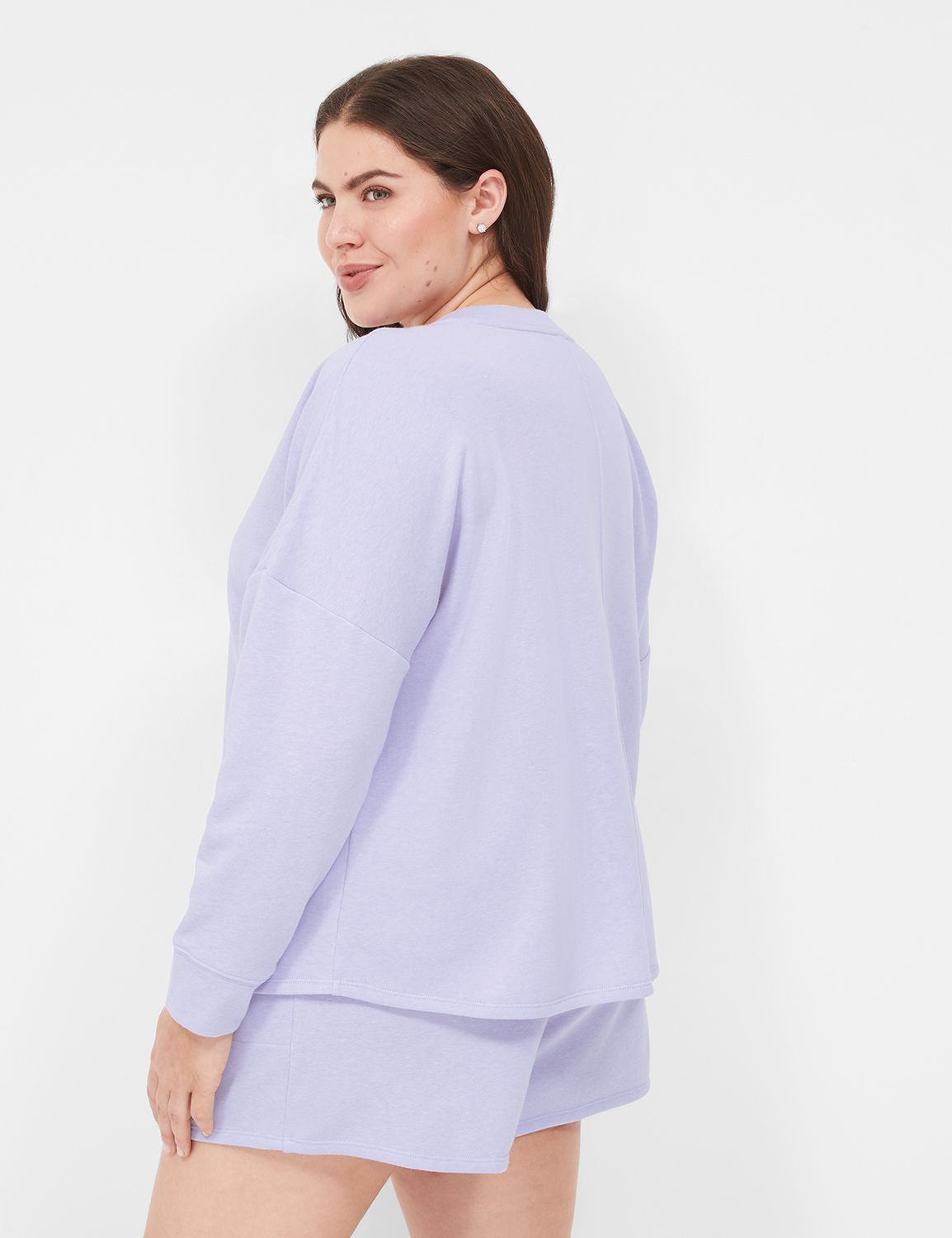 Terry Fleece V-Neck Top | LaneBryant