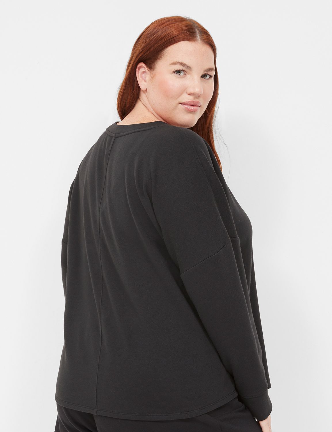 Terry Fleece V Neck Top 1138669 S | LaneBryant