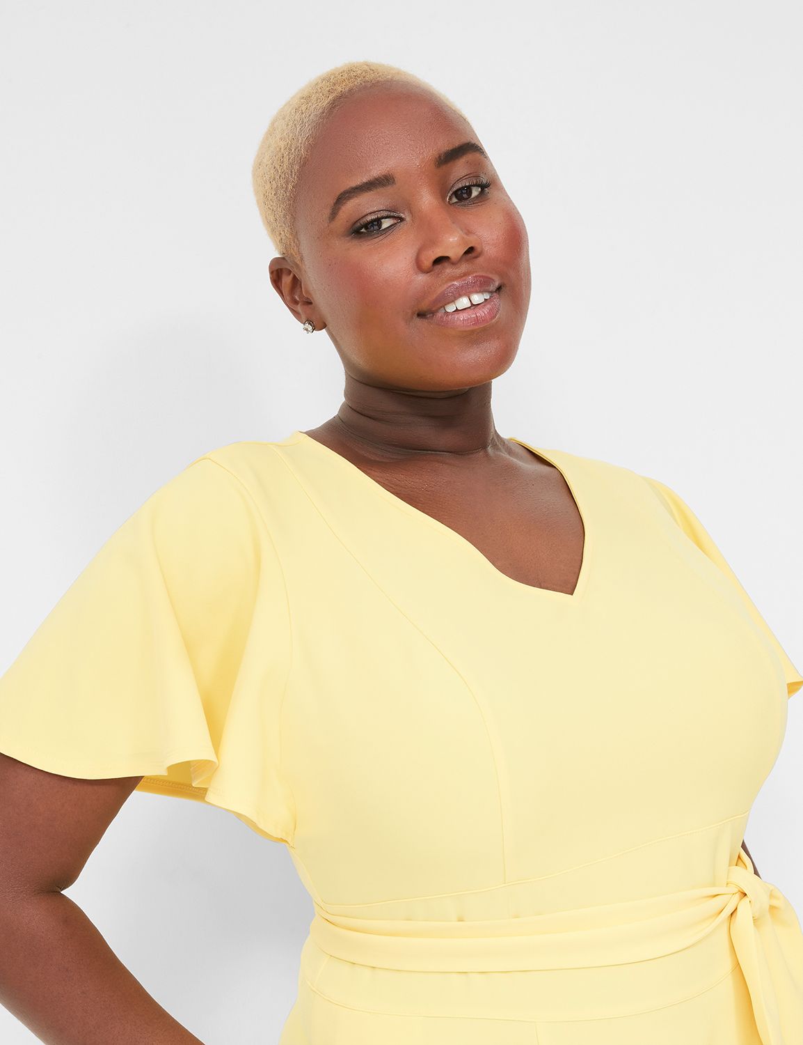 Lena V-Neck High-Low Midi Dress