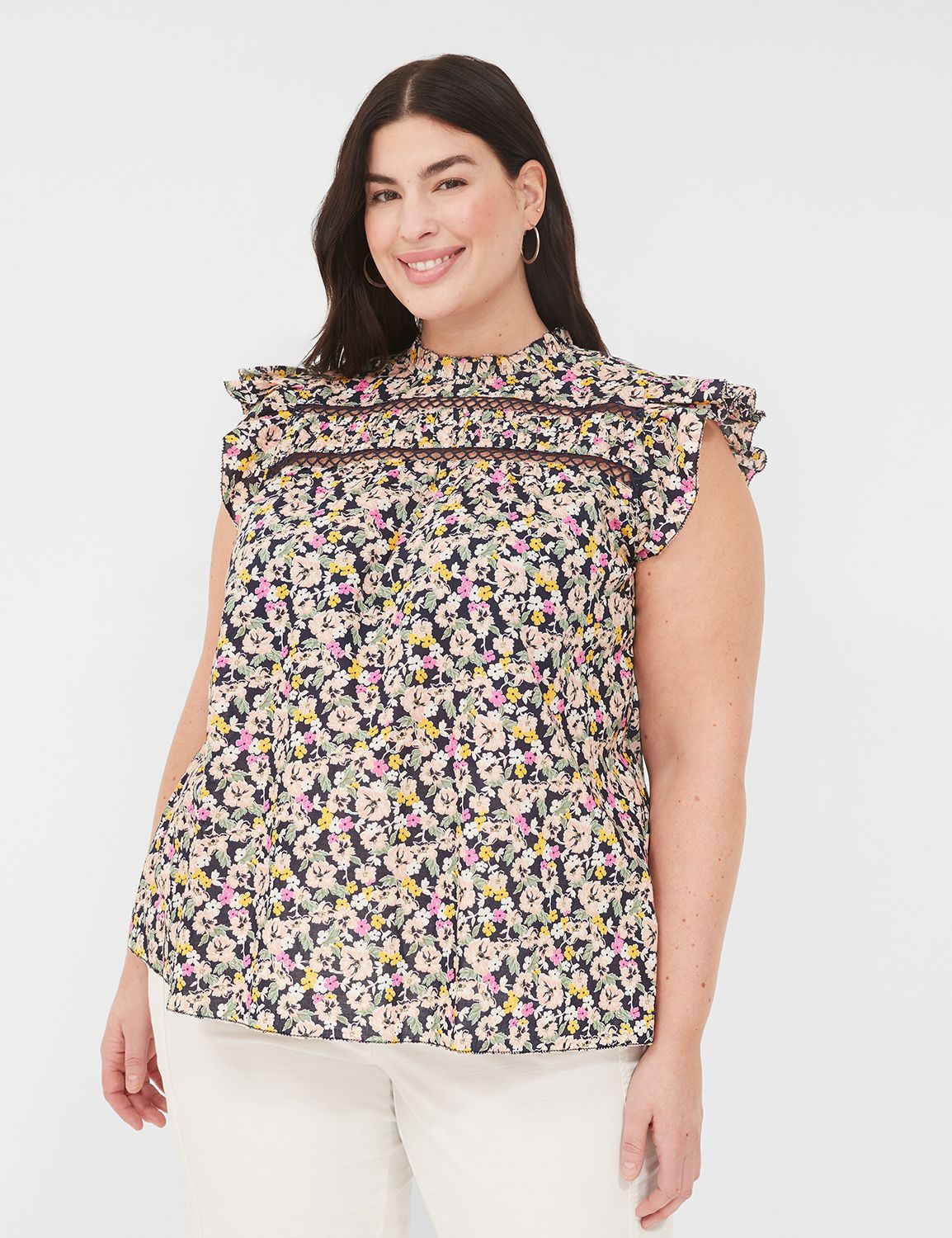 Classic Ruffle Cap Sleeve Blouse113 | LaneBryant