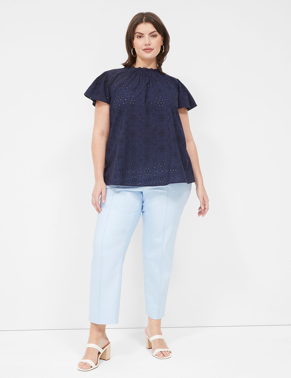 Subtle Swing Cap Ruffle Sleeve Crew | LaneBryant