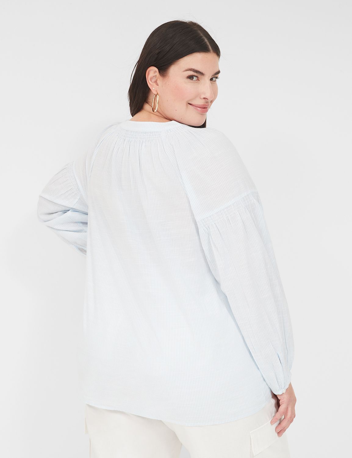 Classic Long Sleeve Split Neck Popo | LaneBryant