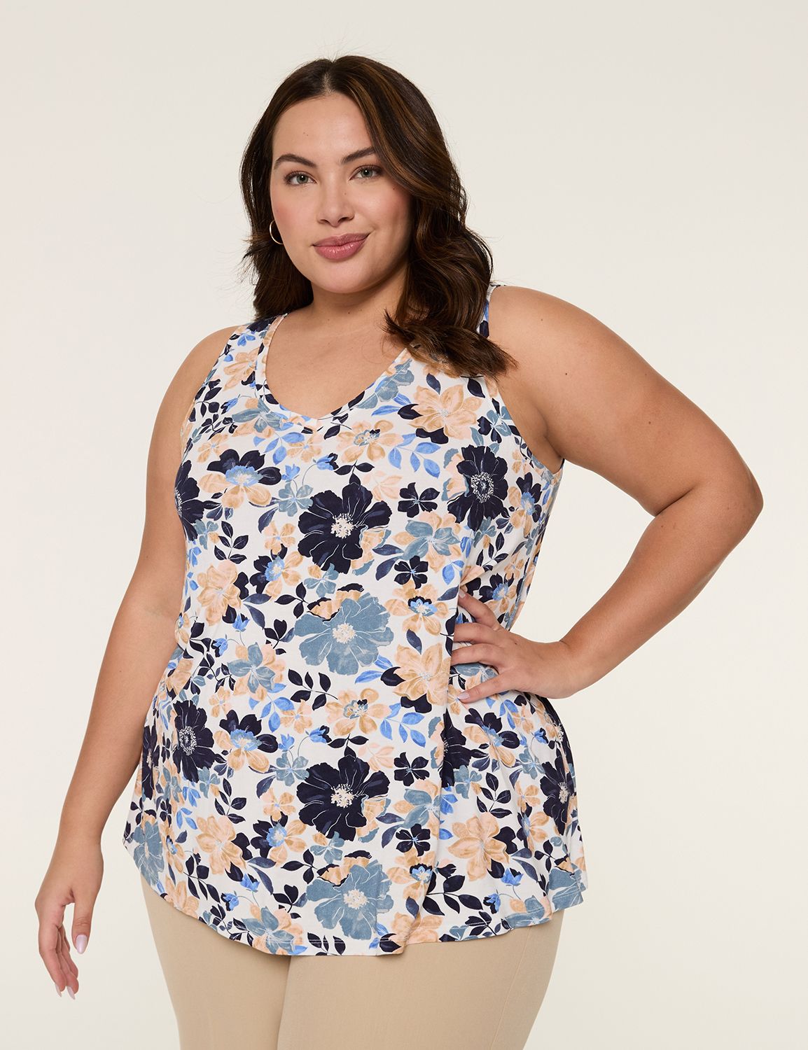 Casual Sleeveless V-Neck Swing Tank | LaneBryant