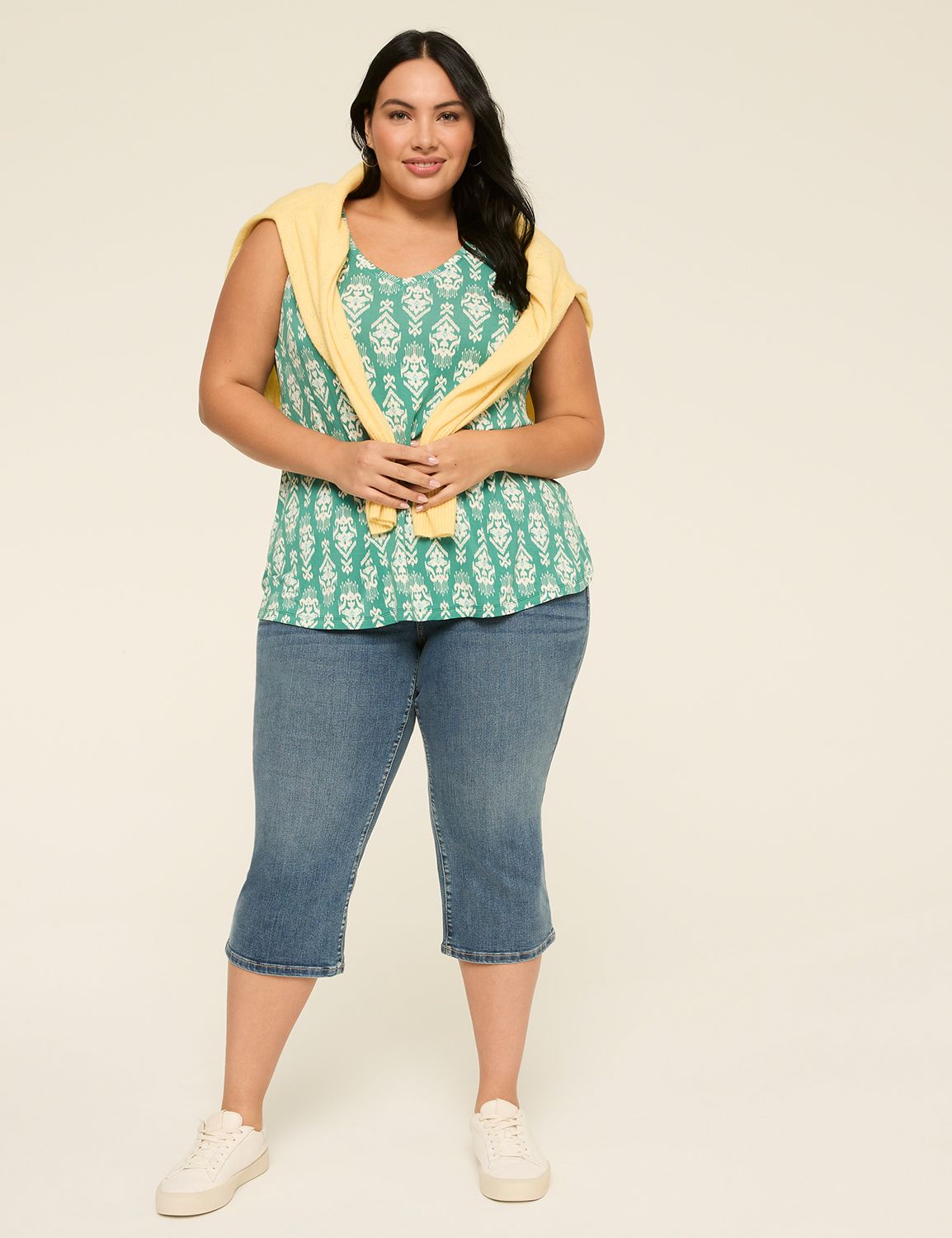 Casual Sleeveless V-Neck Swing Tank | LaneBryant