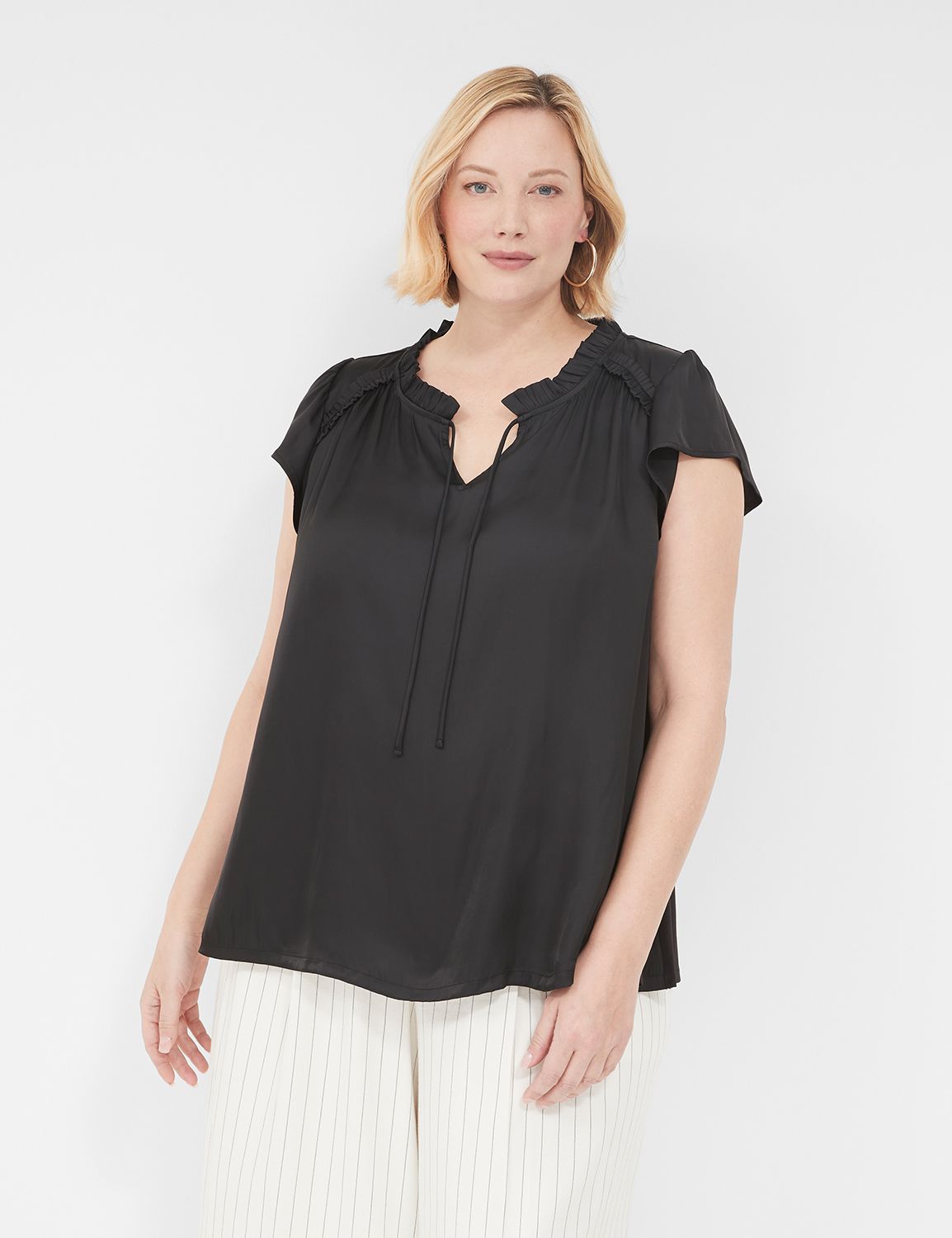Classic Cap Flutter Sleeve Zen Neck | LaneBryant