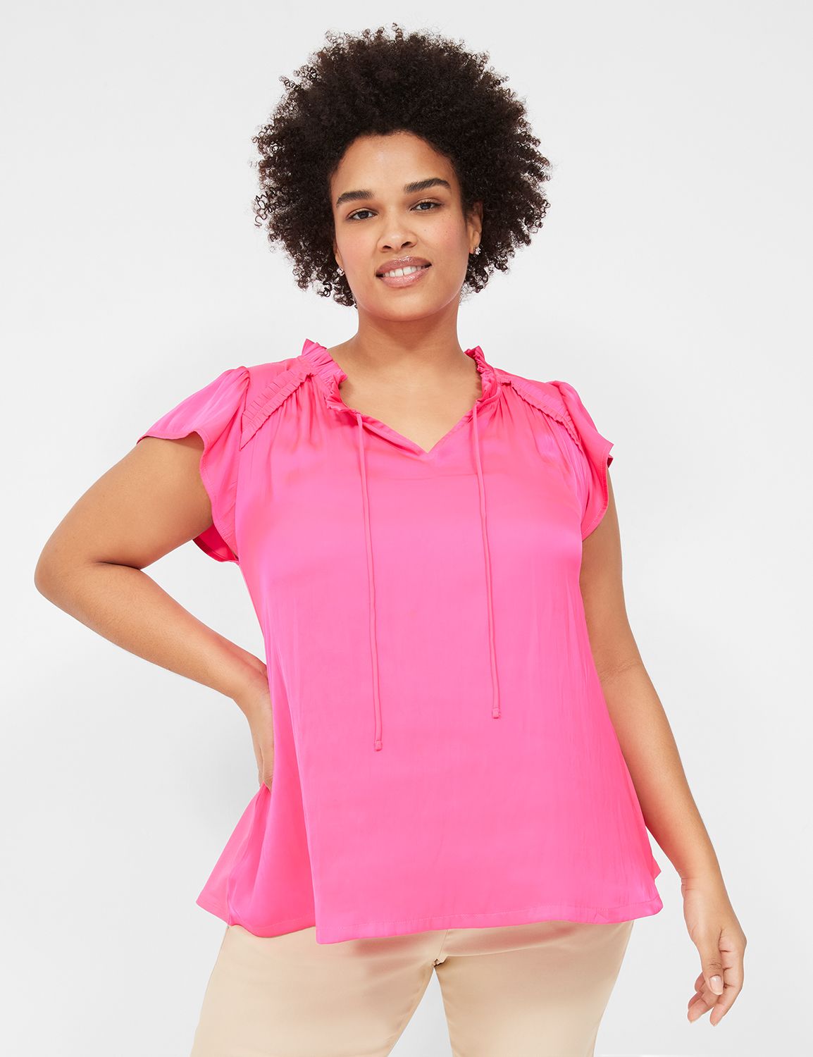 Classic Cap Flutter Sleeve Zen Neck | LaneBryant