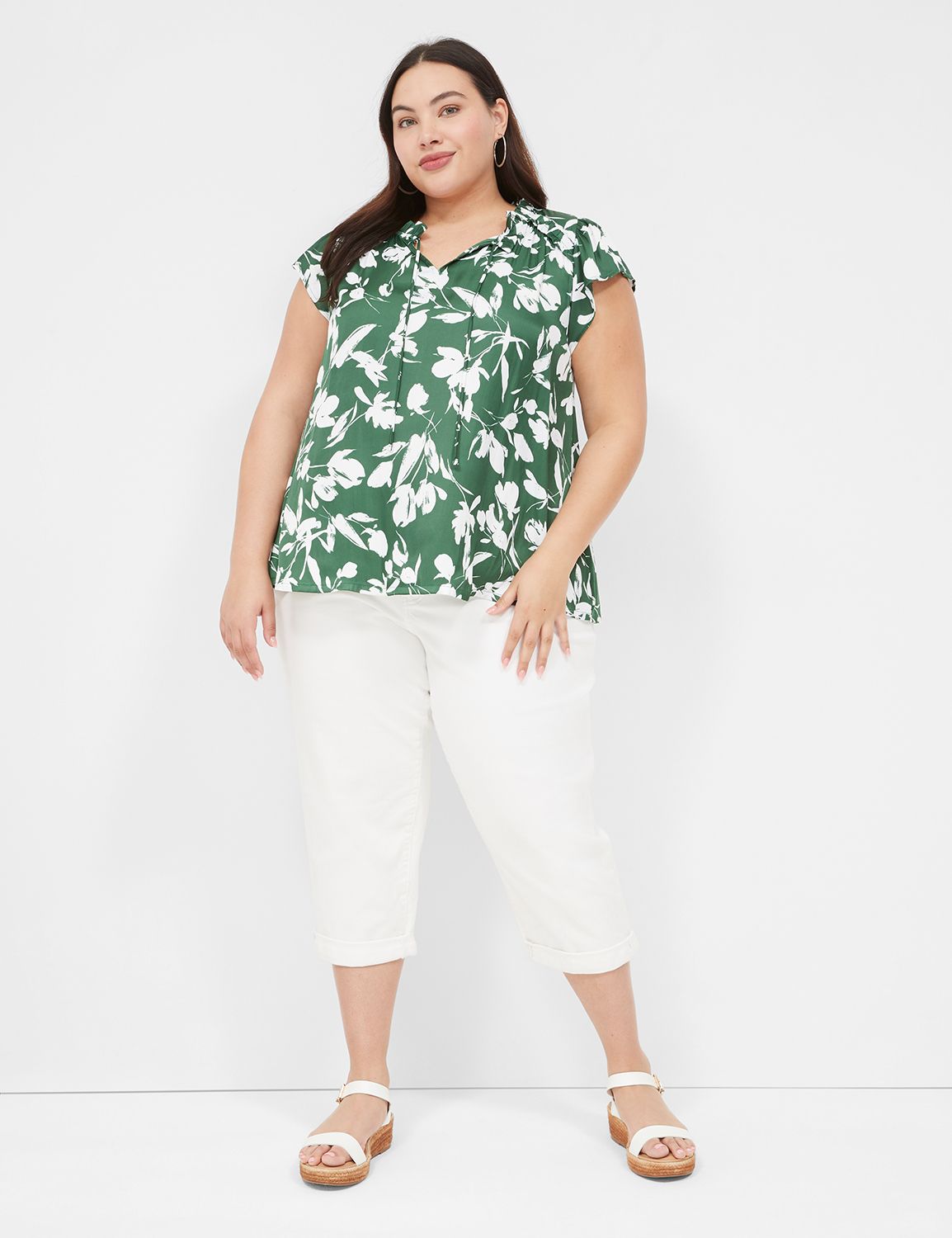 Classic Cap Flutter Sleeve Zen Neck | LaneBryant