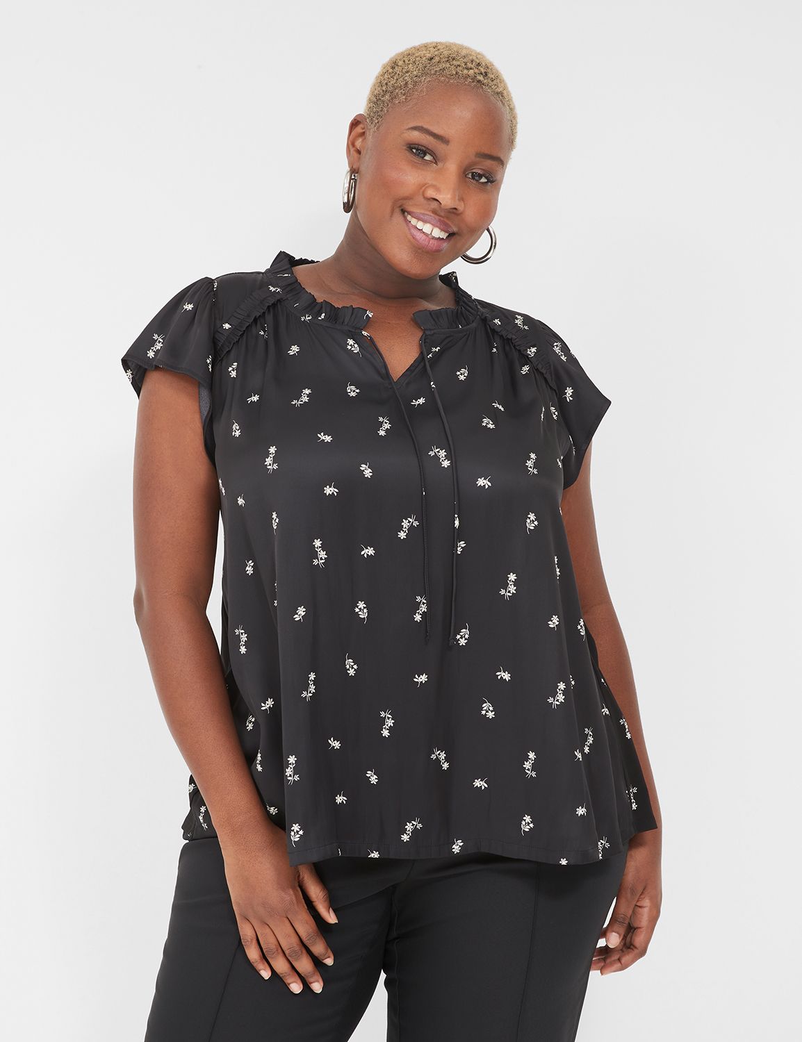 Classic Cap Flutter Sleeve Zen Neck | LaneBryant
