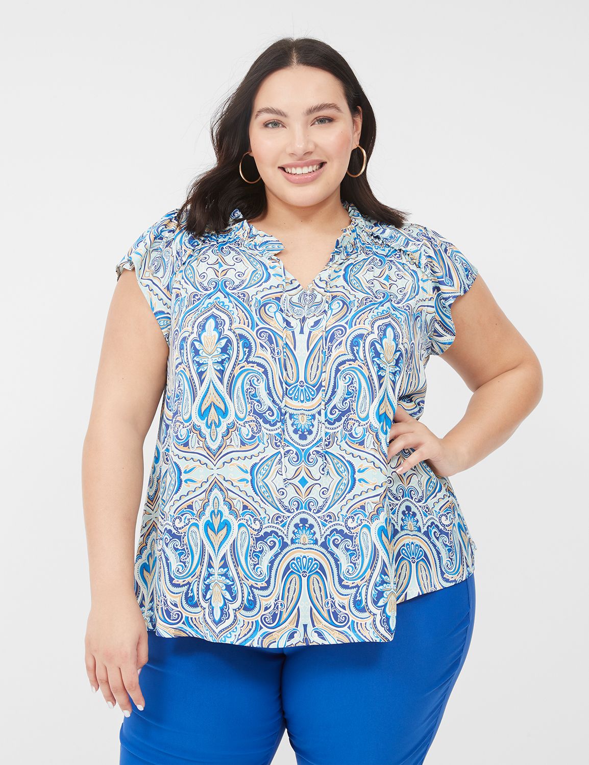 Classic Cap Flutter Sleeve Zen Neck | LaneBryant