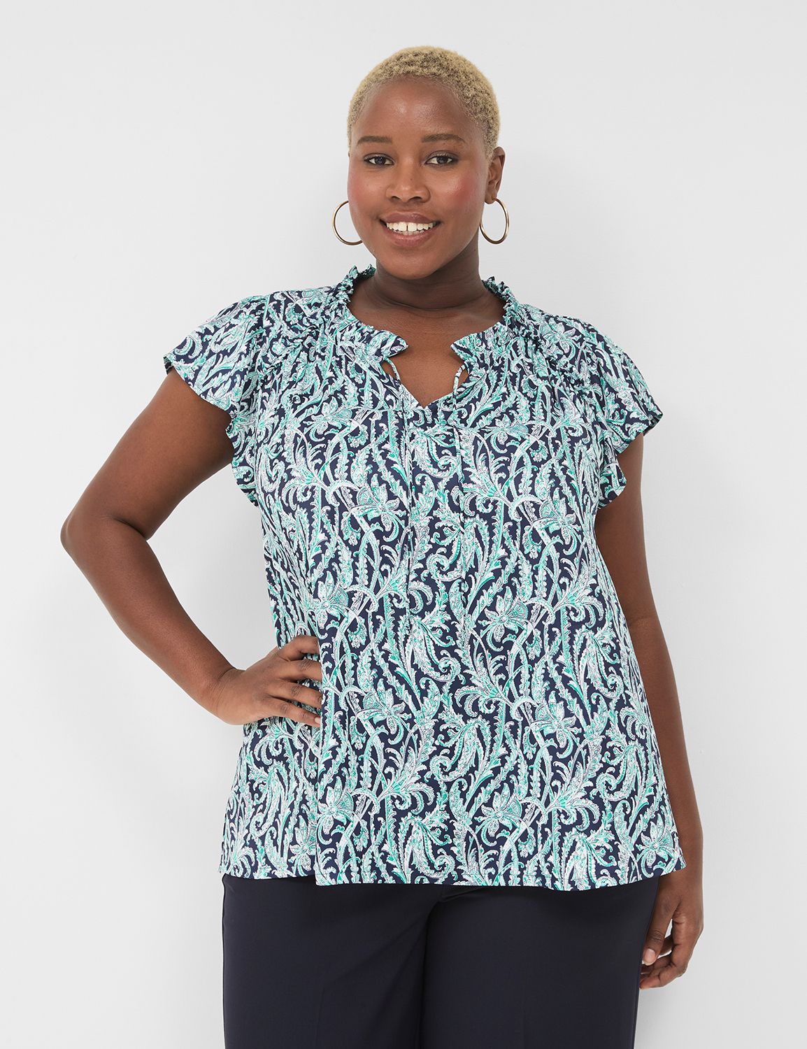 Classic Cap Flutter Sleeve Zen Neck | LaneBryant