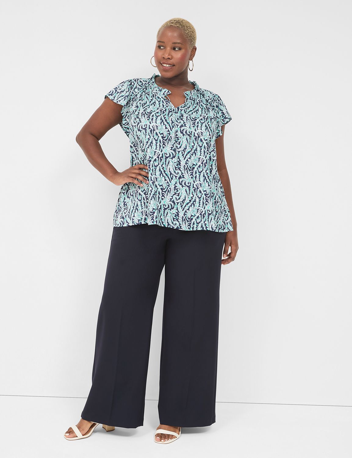 Classic Cap Flutter Sleeve Zen Neck | LaneBryant