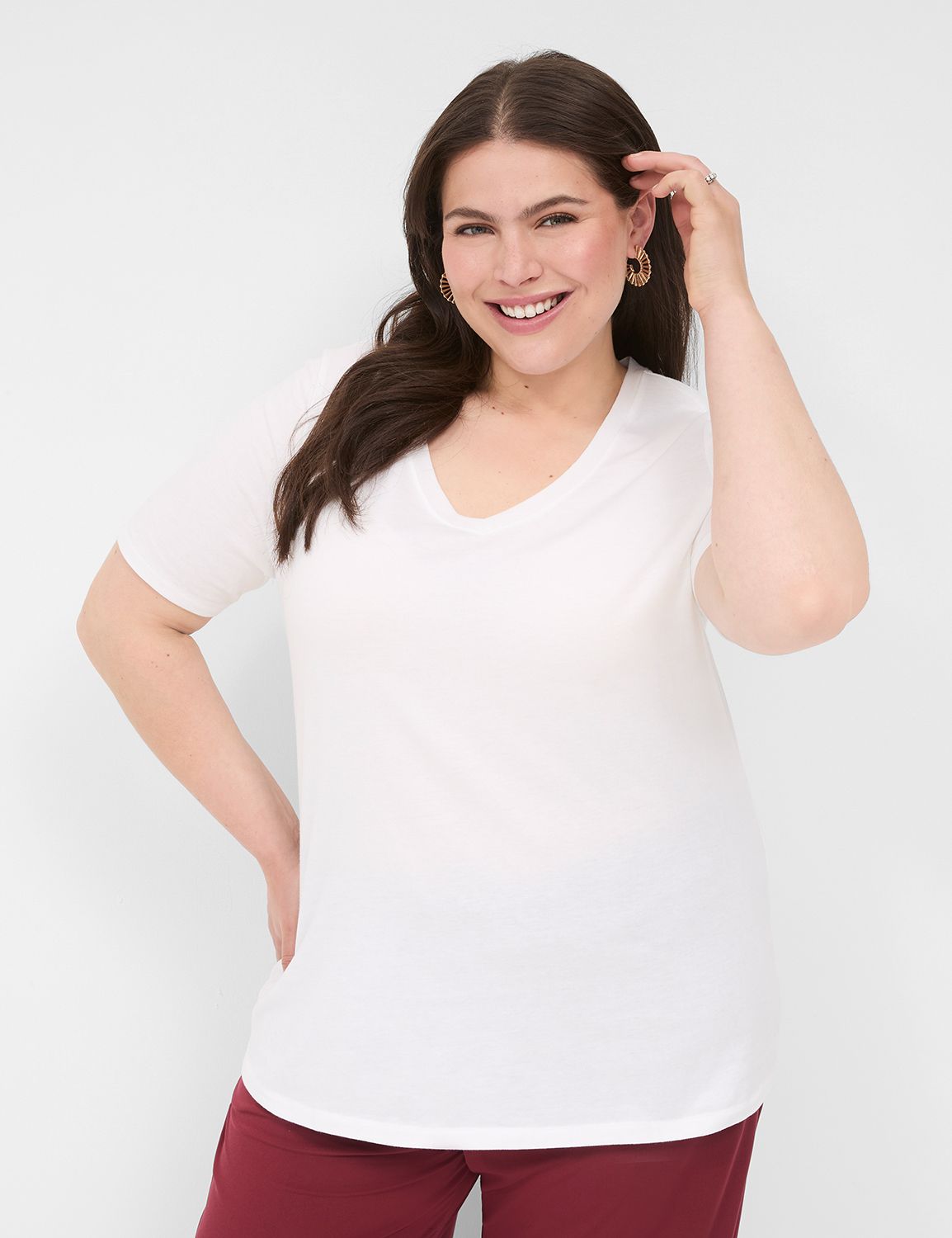 Classic Perfect Sleeve V Neck Tee S | LaneBryant
