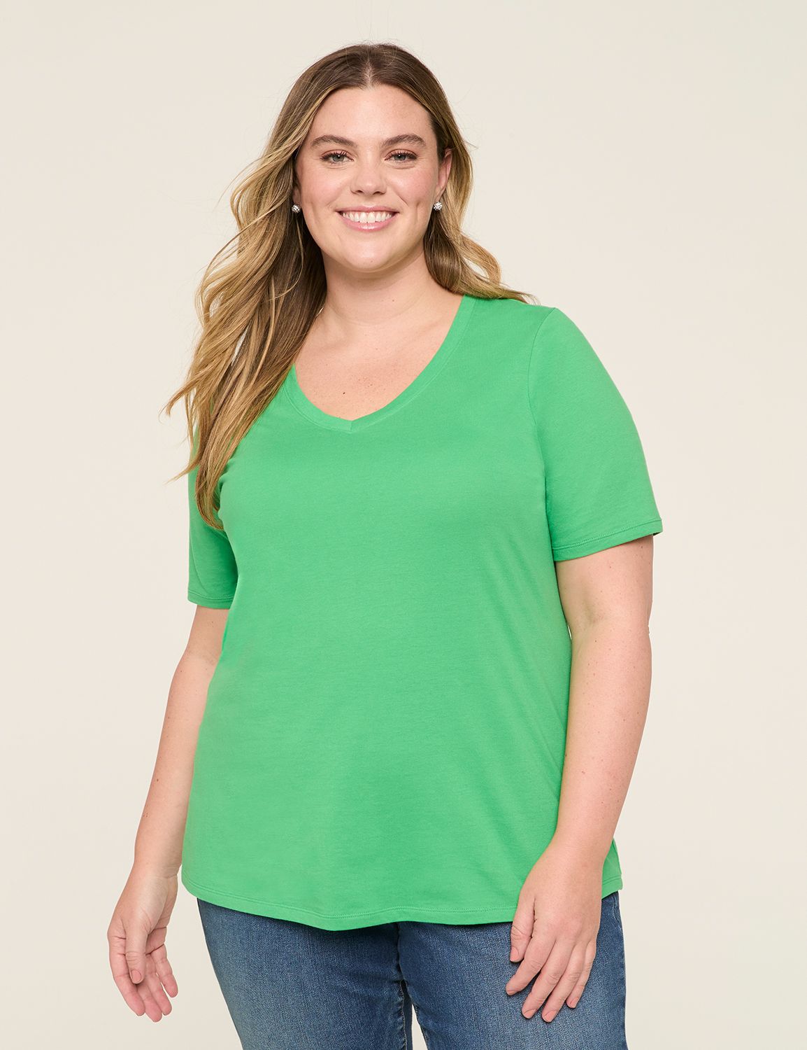 Classic Perfect Sleeve V Neck Tee S Lanebryant