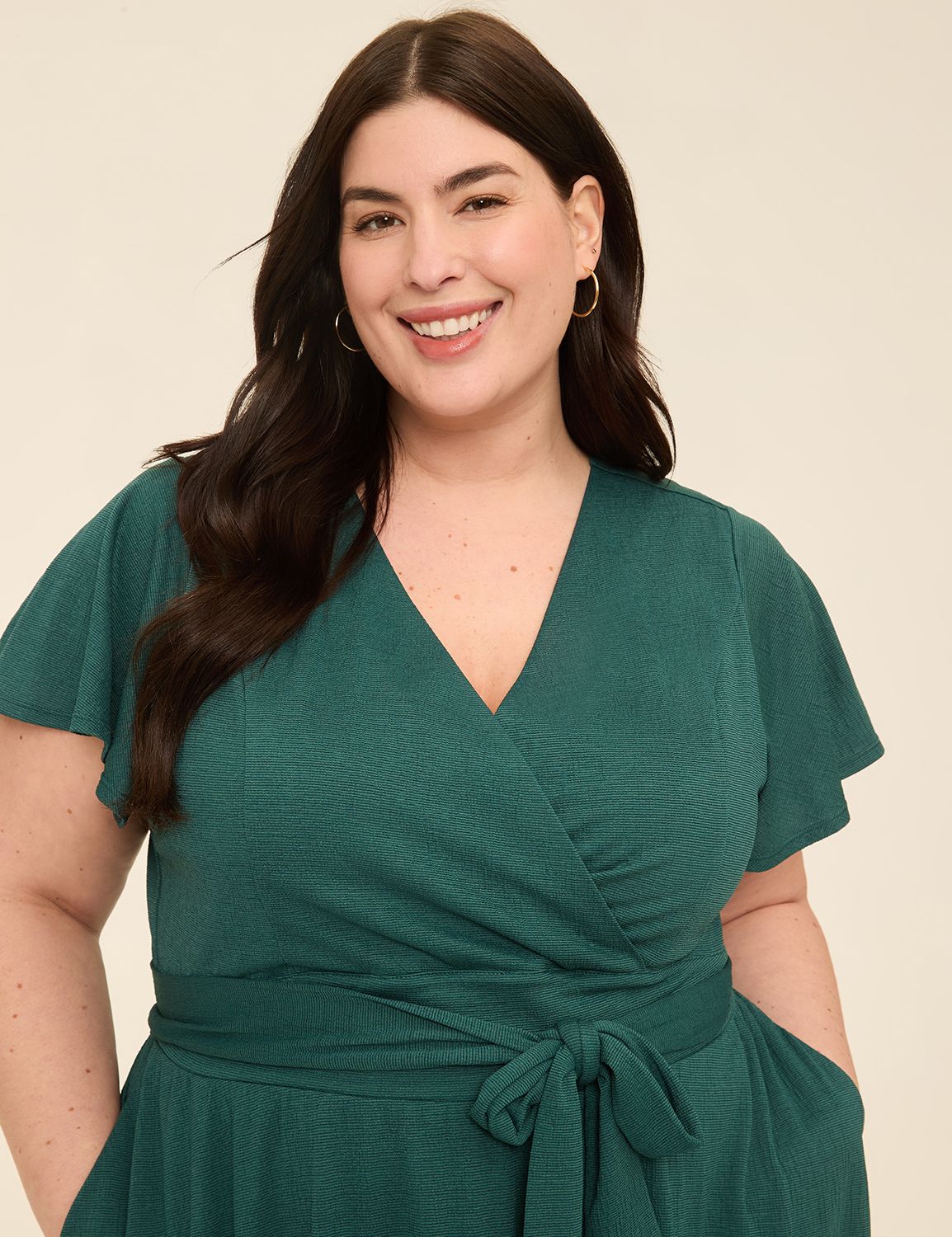 Short Flutter Sleeve Surplice Lena | LaneBryant