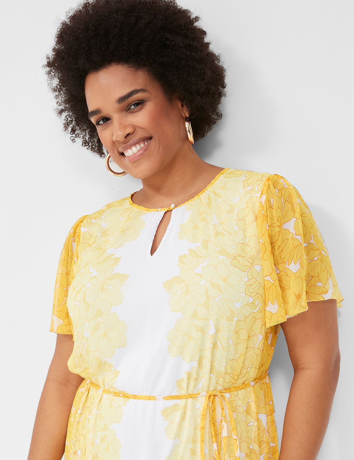 Flutter-Sleeve Ruffle-Tier Dress | LaneBryant