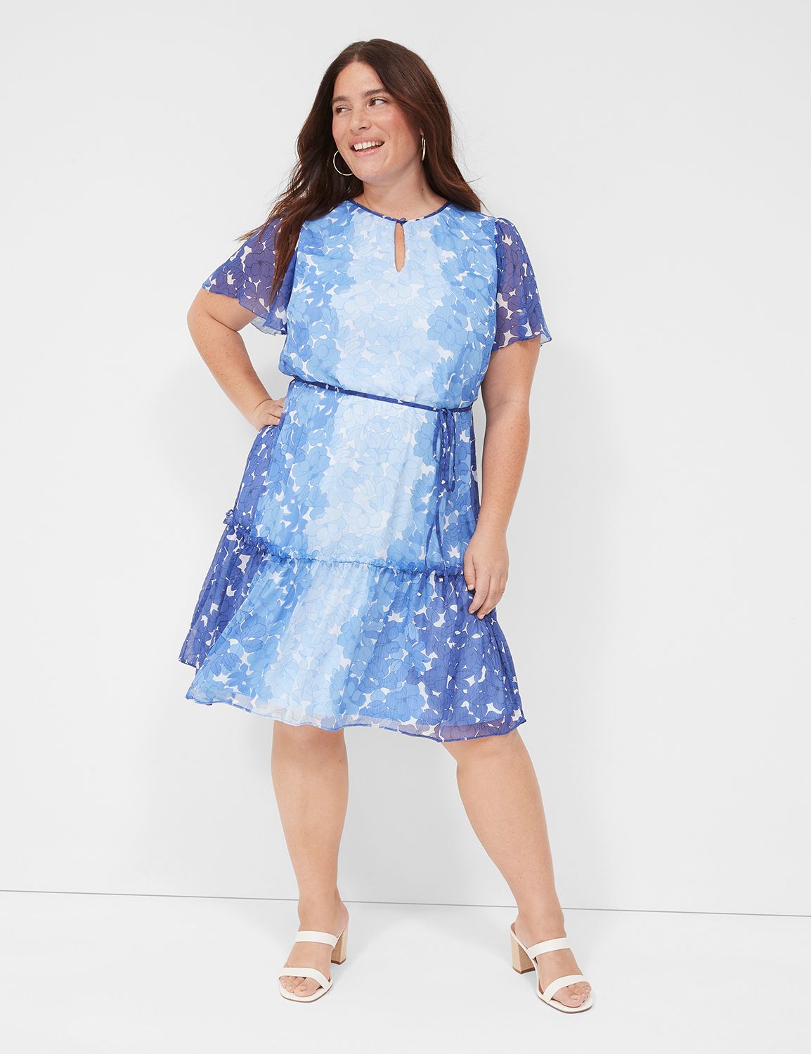 Short Flutter Sleeve Ruffle Tier Mi | LaneBryant