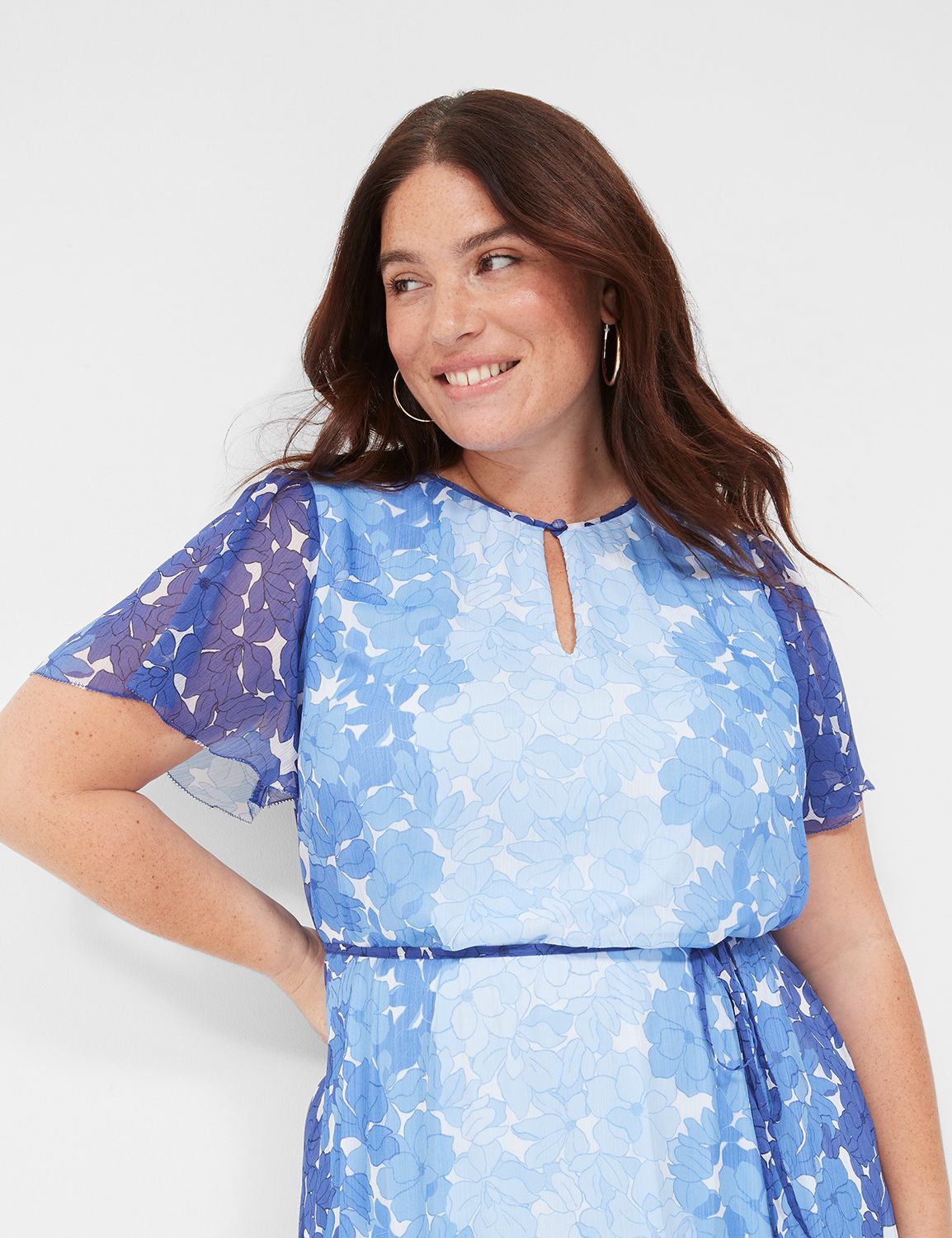Short Flutter Sleeve Ruffle Tier Mi | LaneBryant