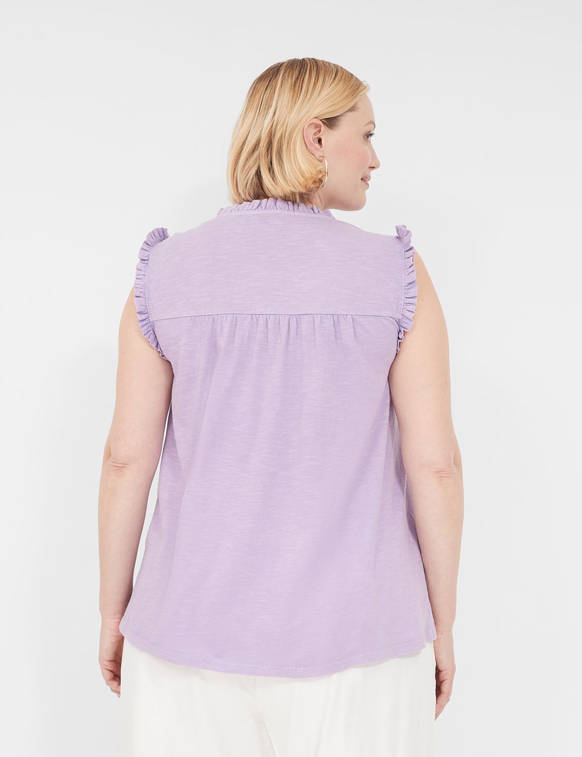 Swing Sleeveless Ruffle Notch Neck | LaneBryant