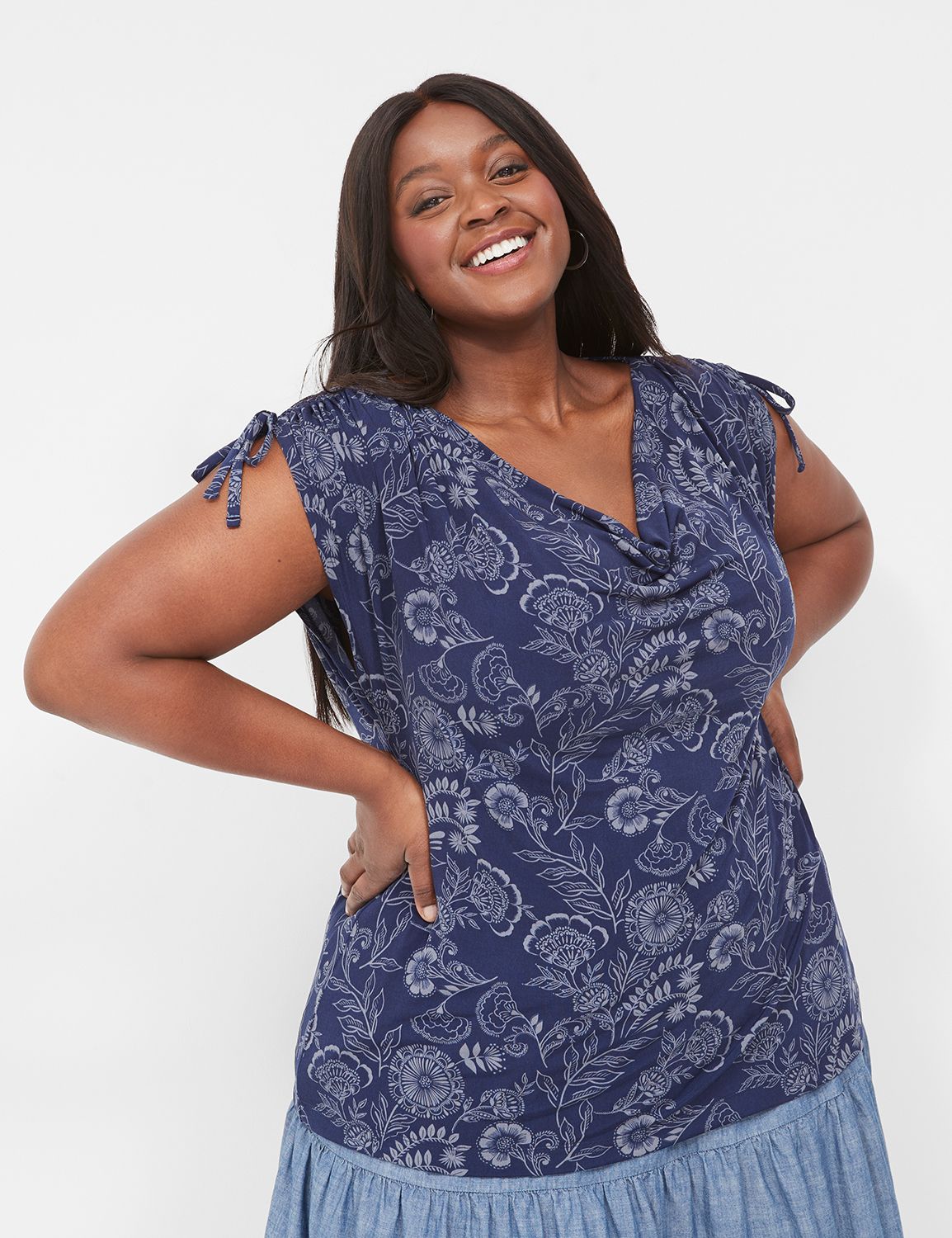 Classic Drawcord Cap Sleeve Drape N | LaneBryant