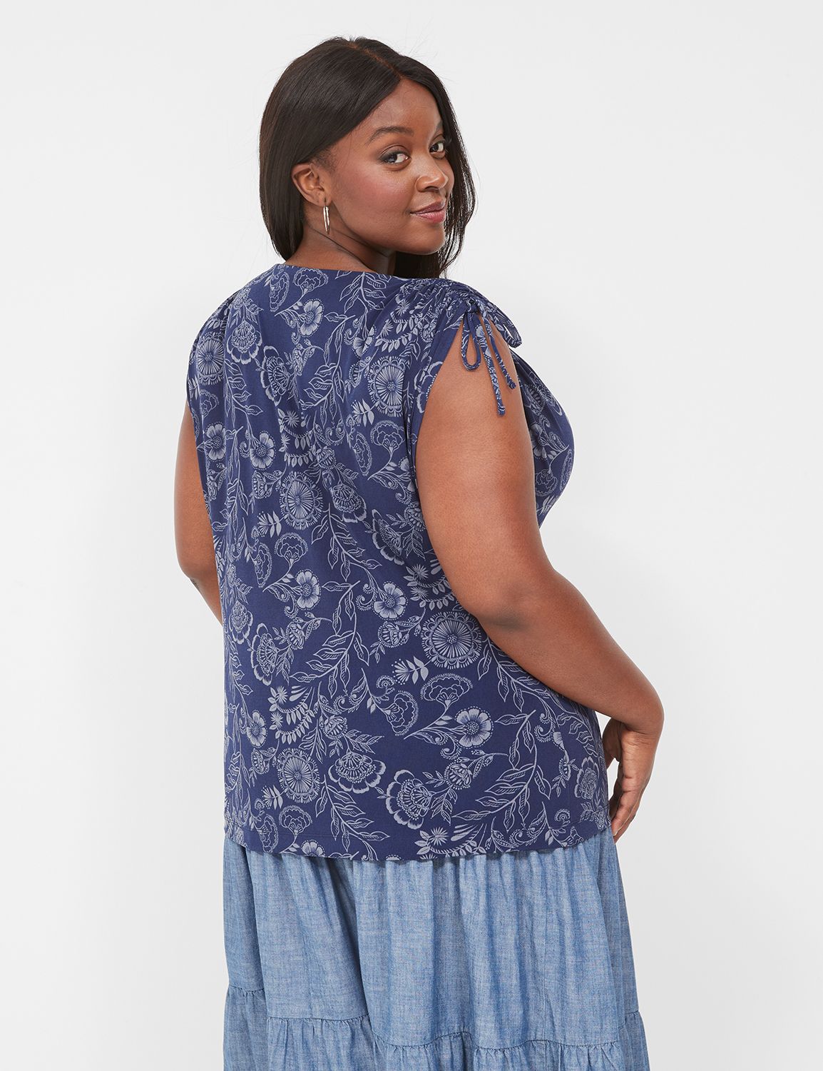 Classic Drawcord Cap Sleeve Drape N | LaneBryant