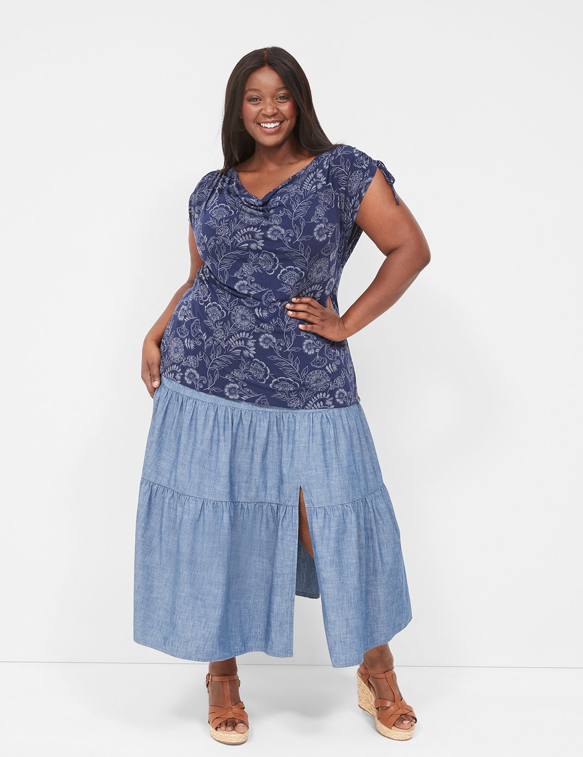 Classic Drawcord Cap Sleeve Drape N | LaneBryant