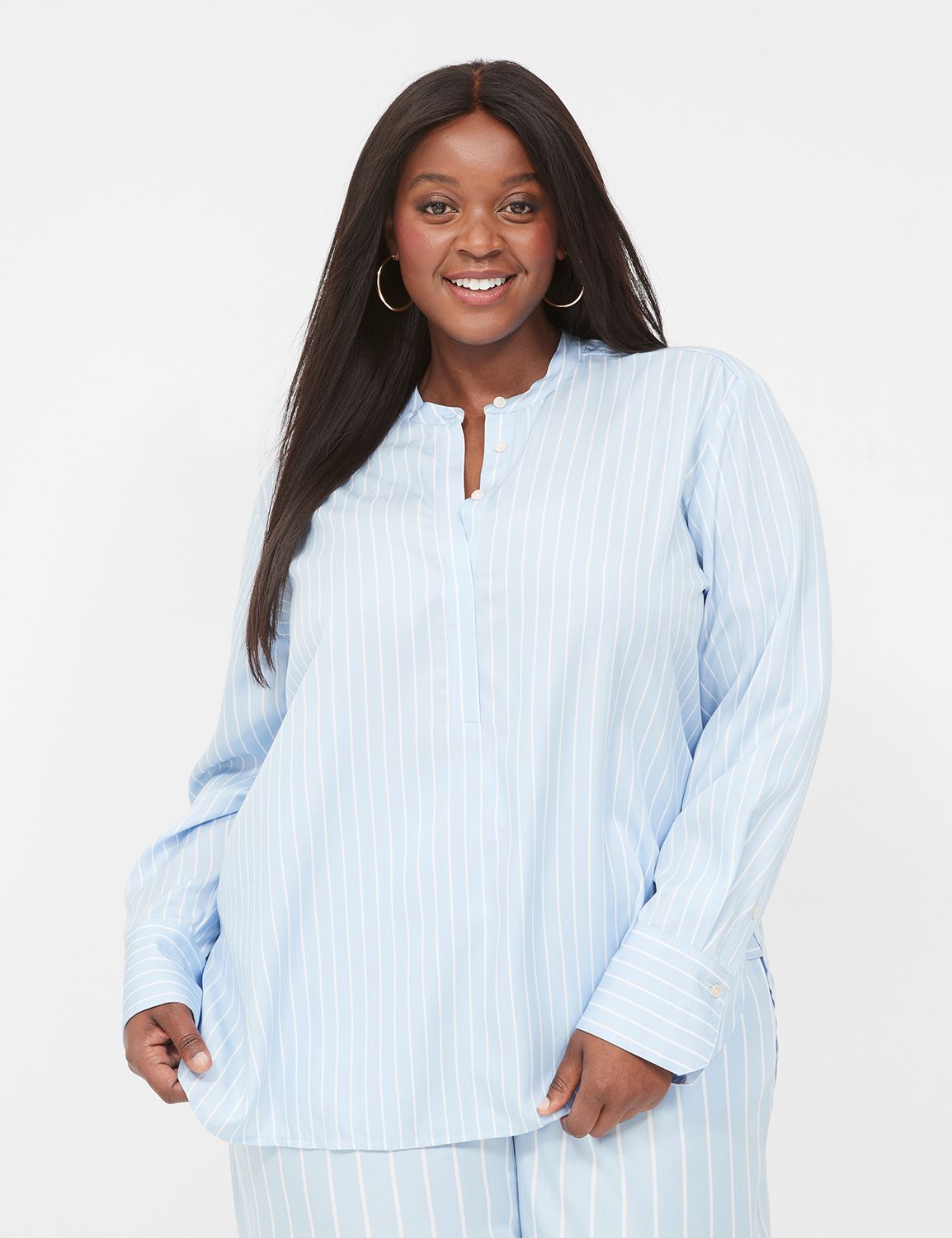 Relaxed Collar Button-Down Shirt | LaneBryant