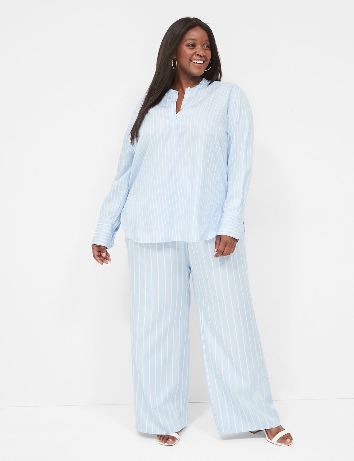 Relaxed Collar Button-Down Shirt | LaneBryant