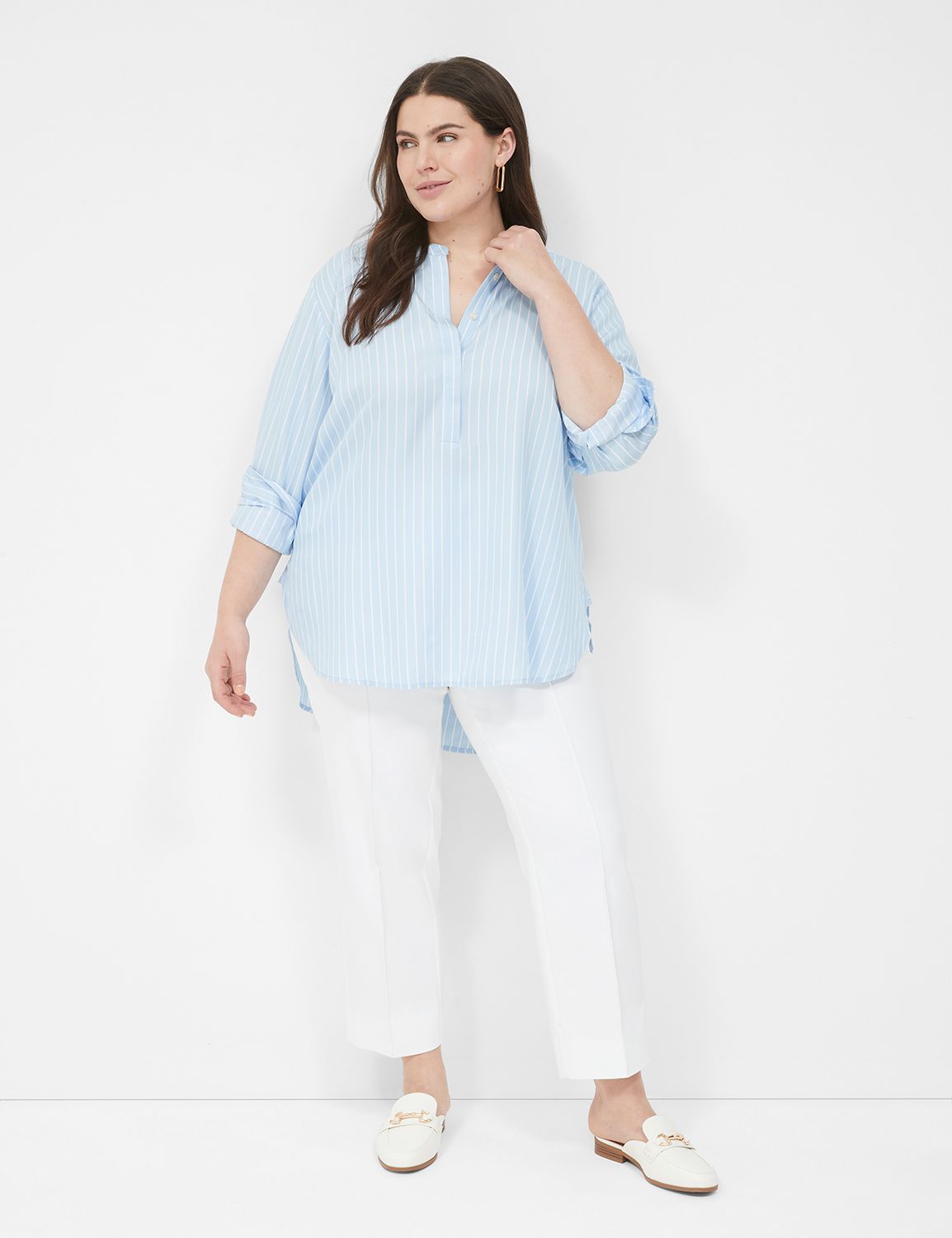 Relaxed Collar Button-Down Shirt | LaneBryant
