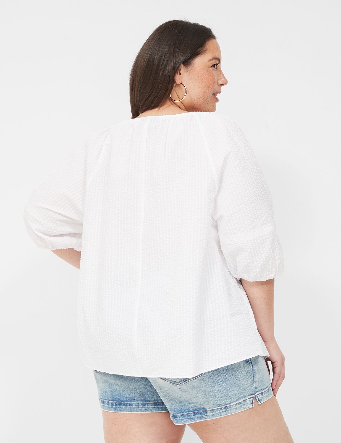 Short-Sleeve Split-Neck Popover Blouse | LaneBryant
