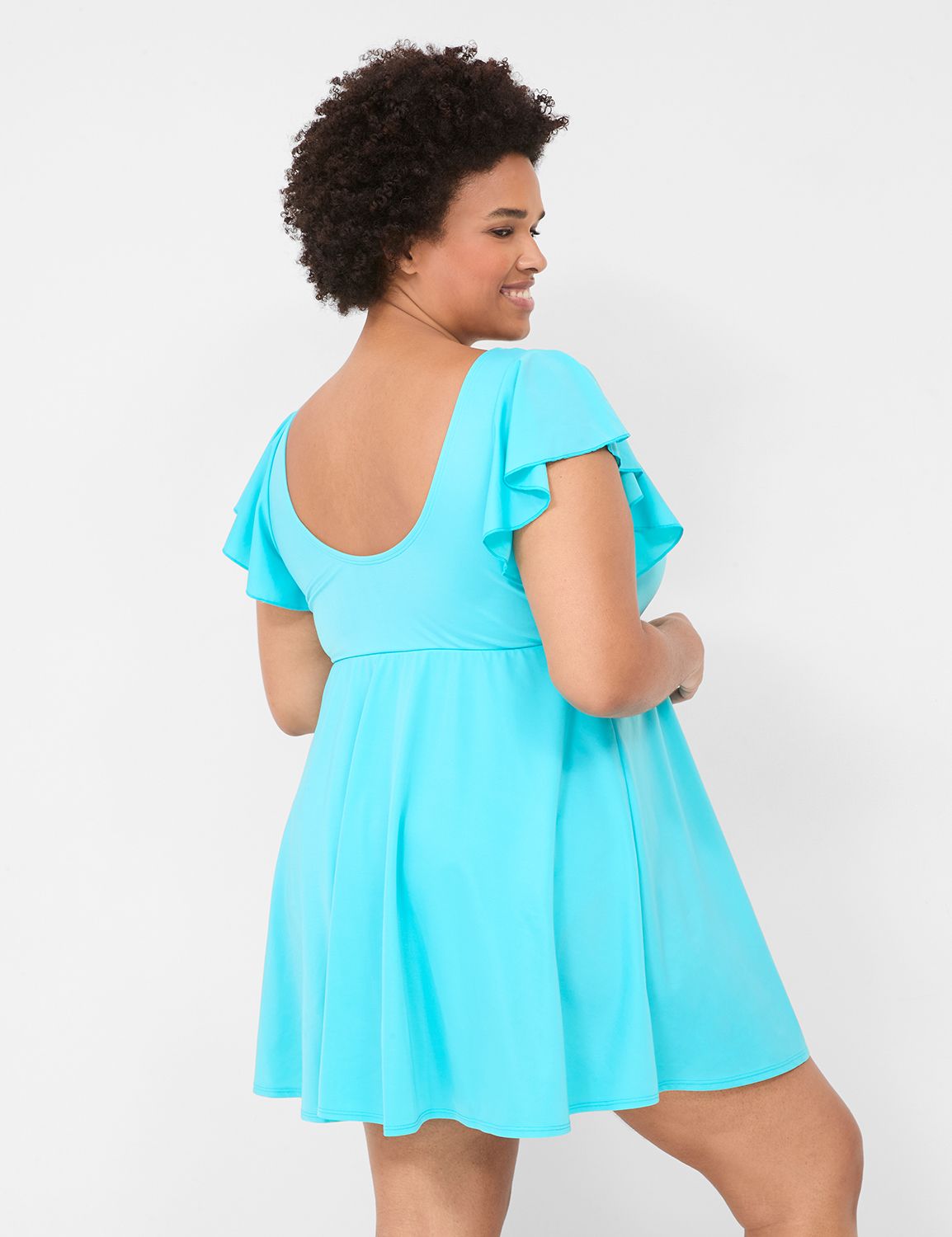 Flutter Sleeve NW Brief Swim Dress | LaneBryant