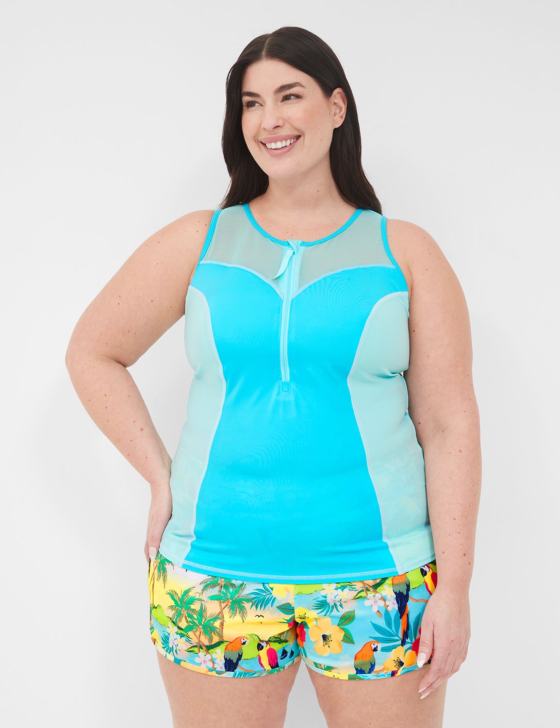 No-Wire Zip-Front Tankini Top | LaneBryant