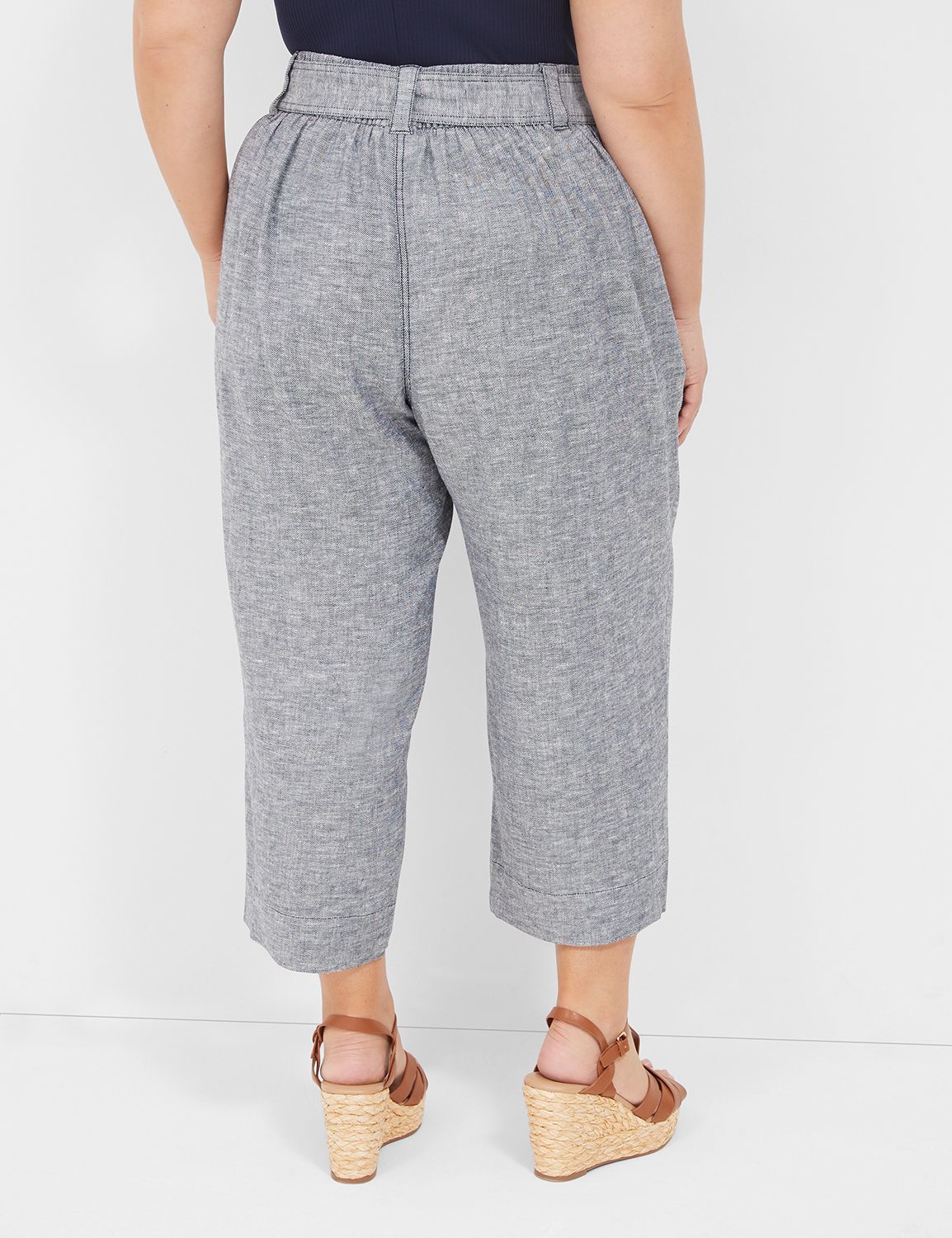 THE TWILL LINEN BELTED CAPRI 114126 | LaneBryant