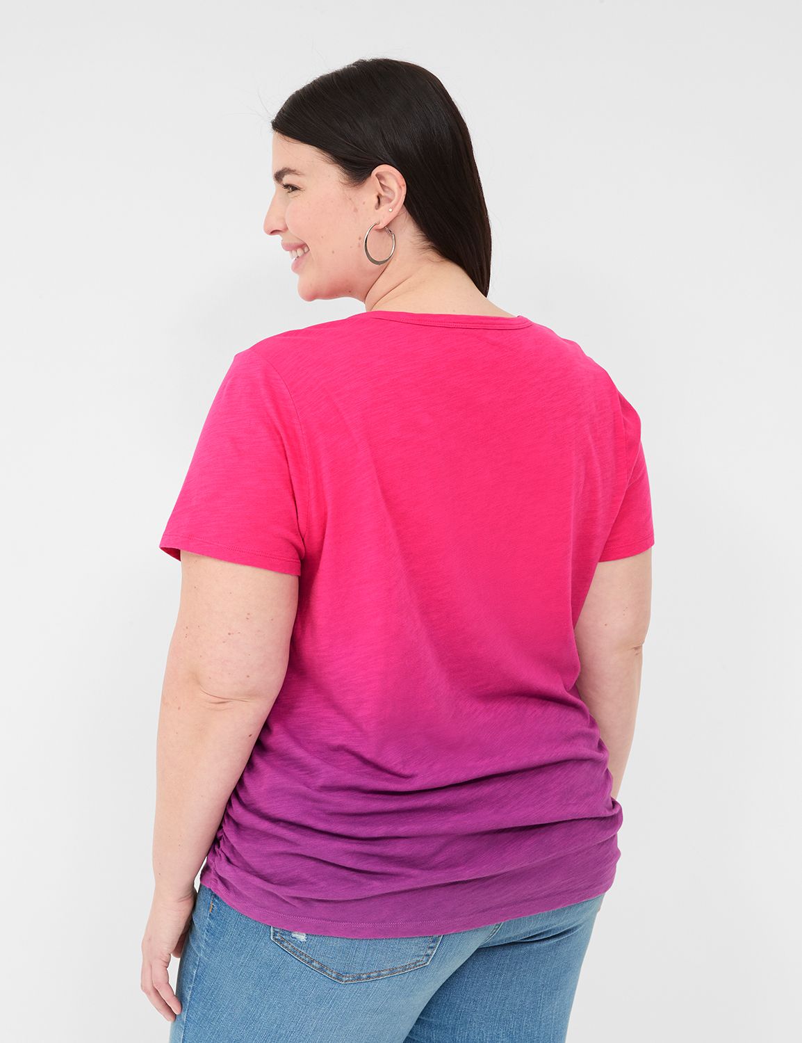 Short-Sleeve V-Neck Side-Ruched Tee | LaneBryant