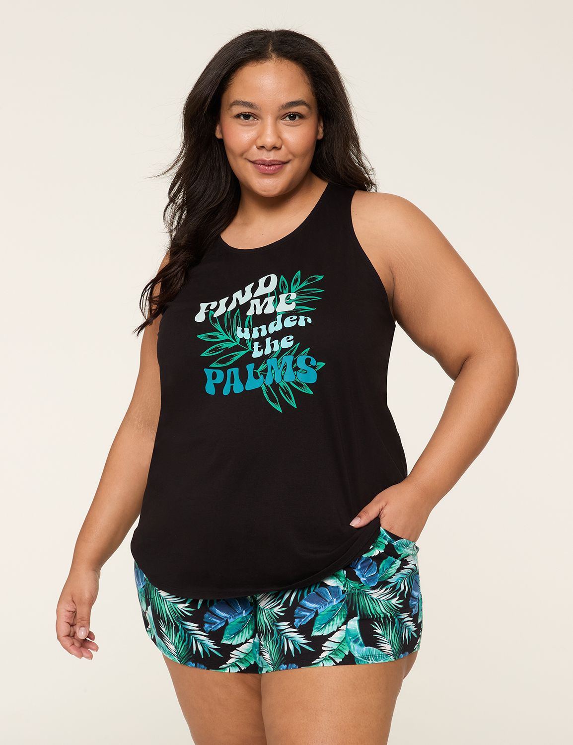 Cotton Racerback Tank and Short PJ | LaneBryant