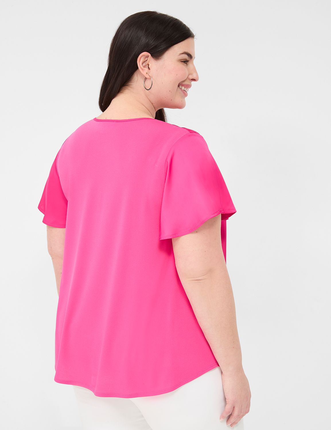 Satin Smocked-Shoulder Blouse | LaneBryant