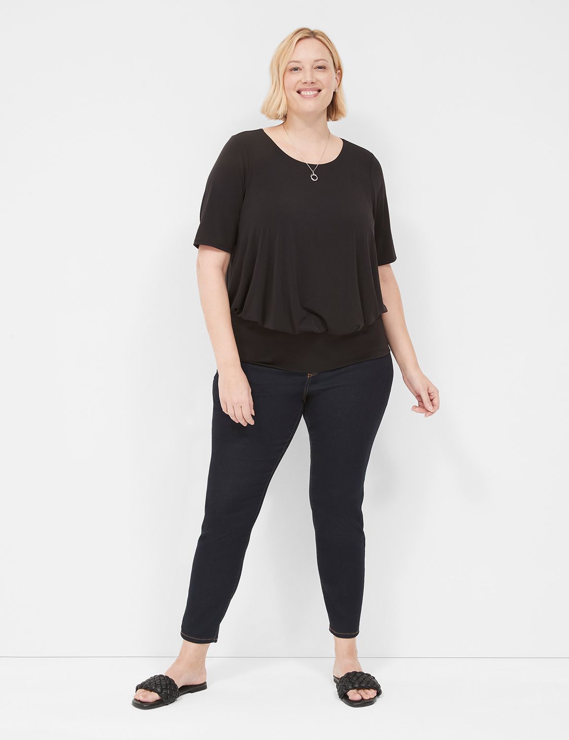 Short-Sleeve Banded-Bottom Top | LaneBryant