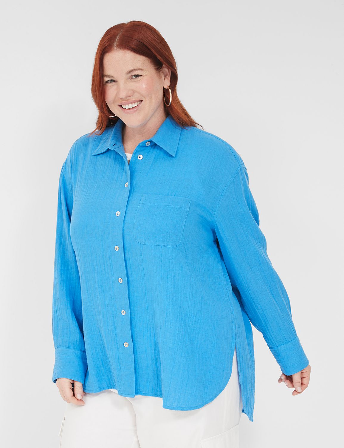 Plus Size | Classic Long Sleeve Button Down Bea | LaneBryant