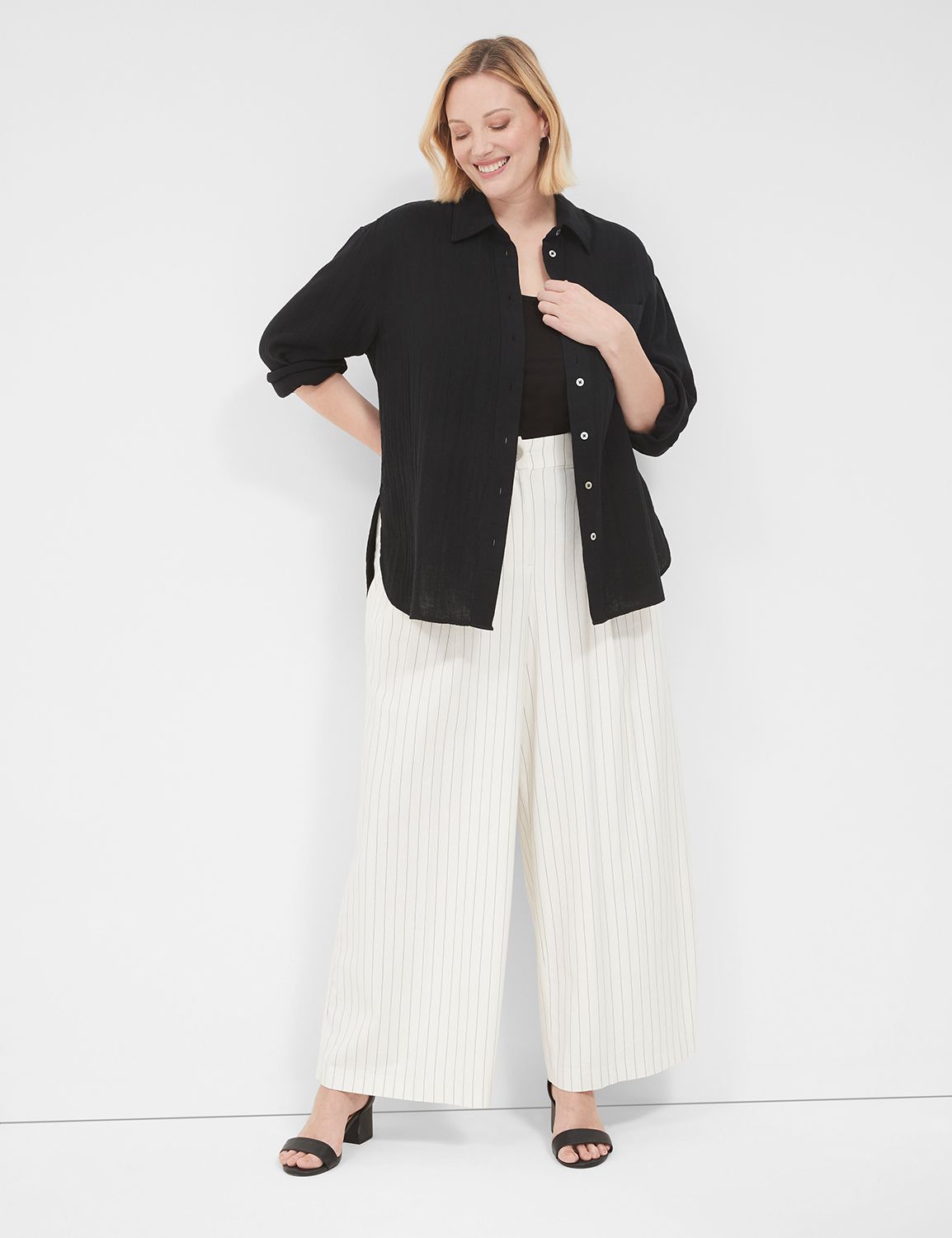 Plus Size | Classic Long Sleeve Button Down Bea | LaneBryant