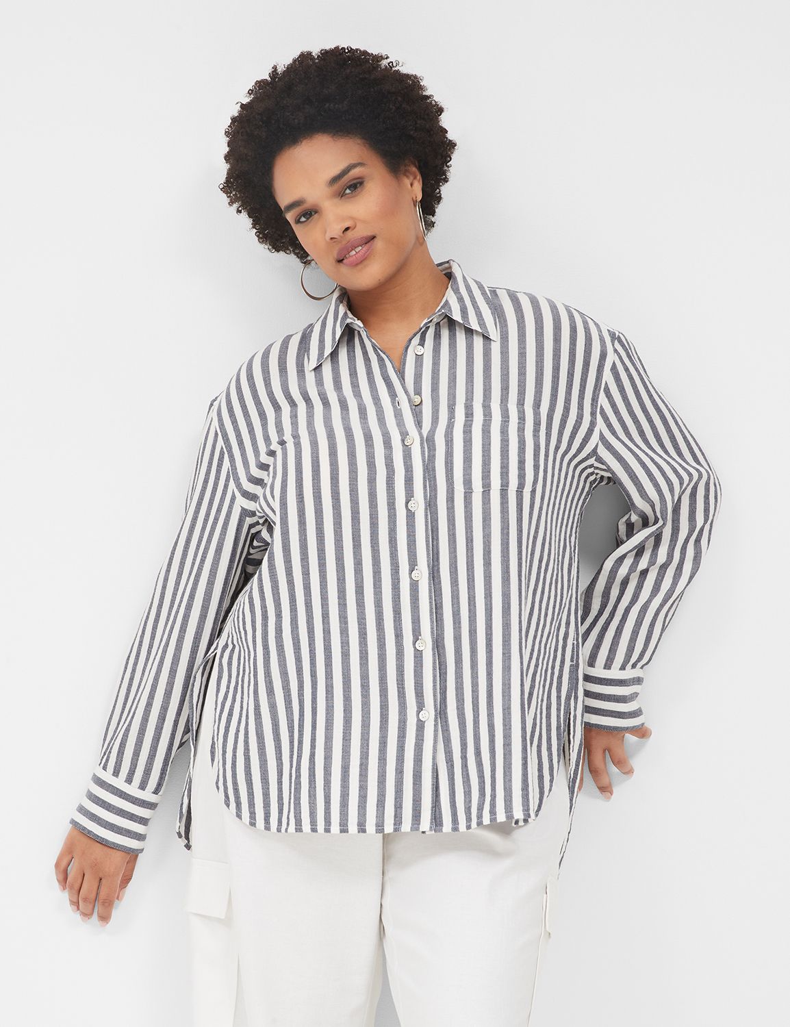 Plus Size | Classic Long Sleeve Button Down Bea | LaneBryant