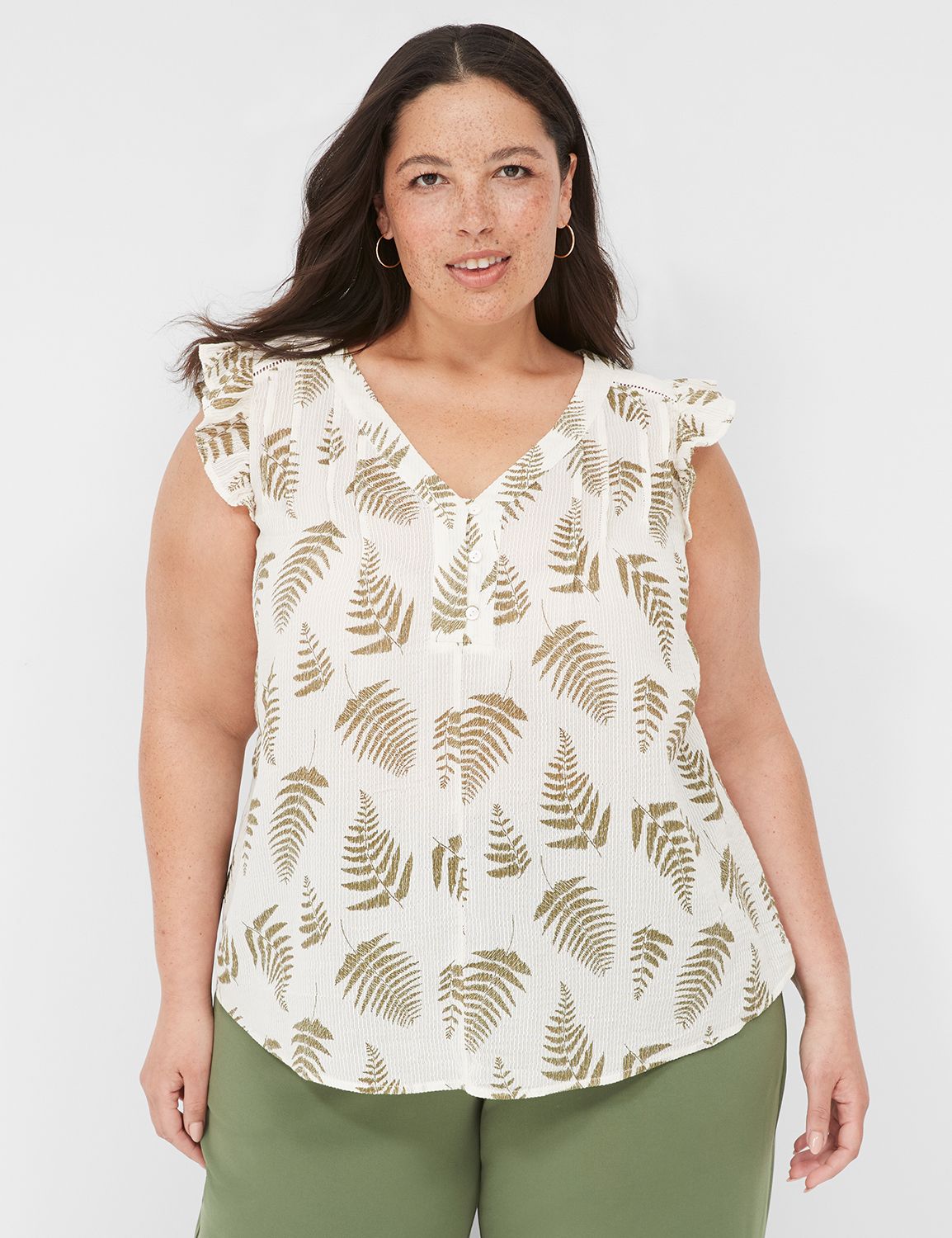 Cap-Sleeve Woven & Knit Top | LaneBryant