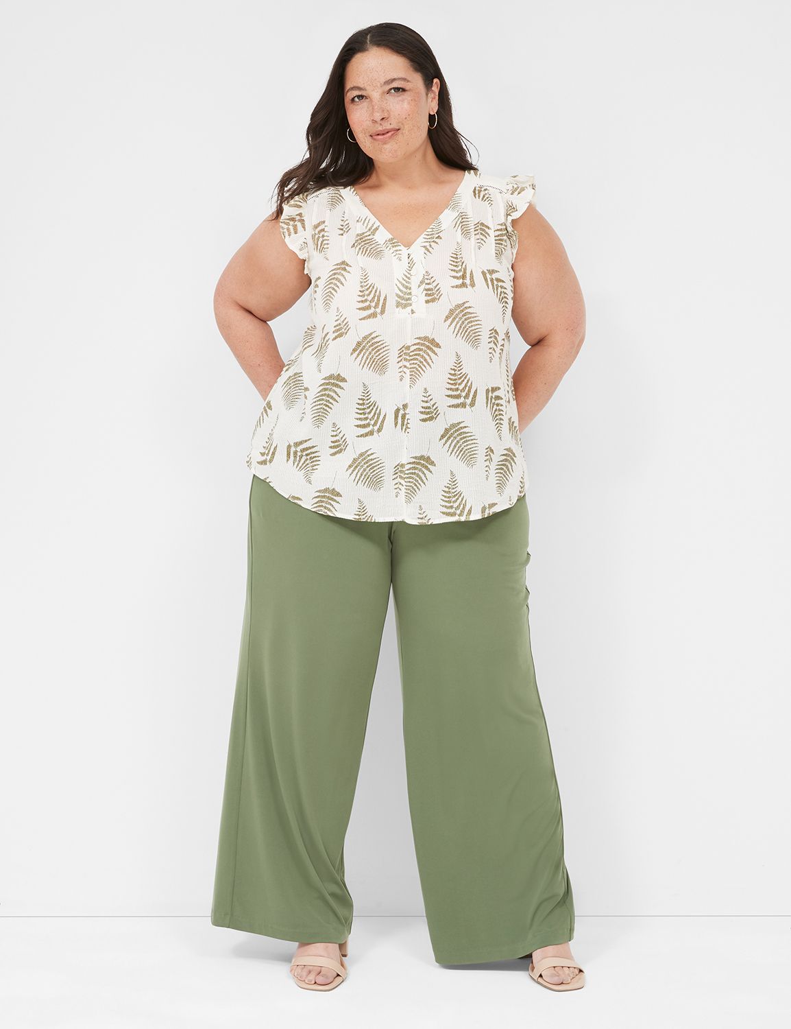 Cap-Sleeve Woven & Knit Top | LaneBryant