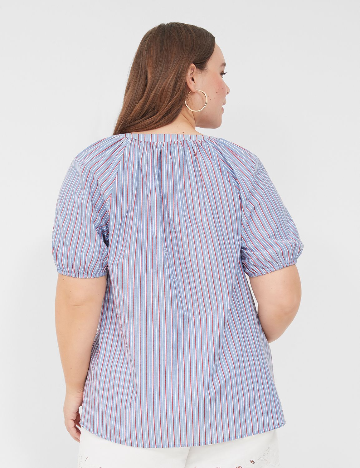 Swing Short Sleeve Notch Neck Blous | LaneBryant