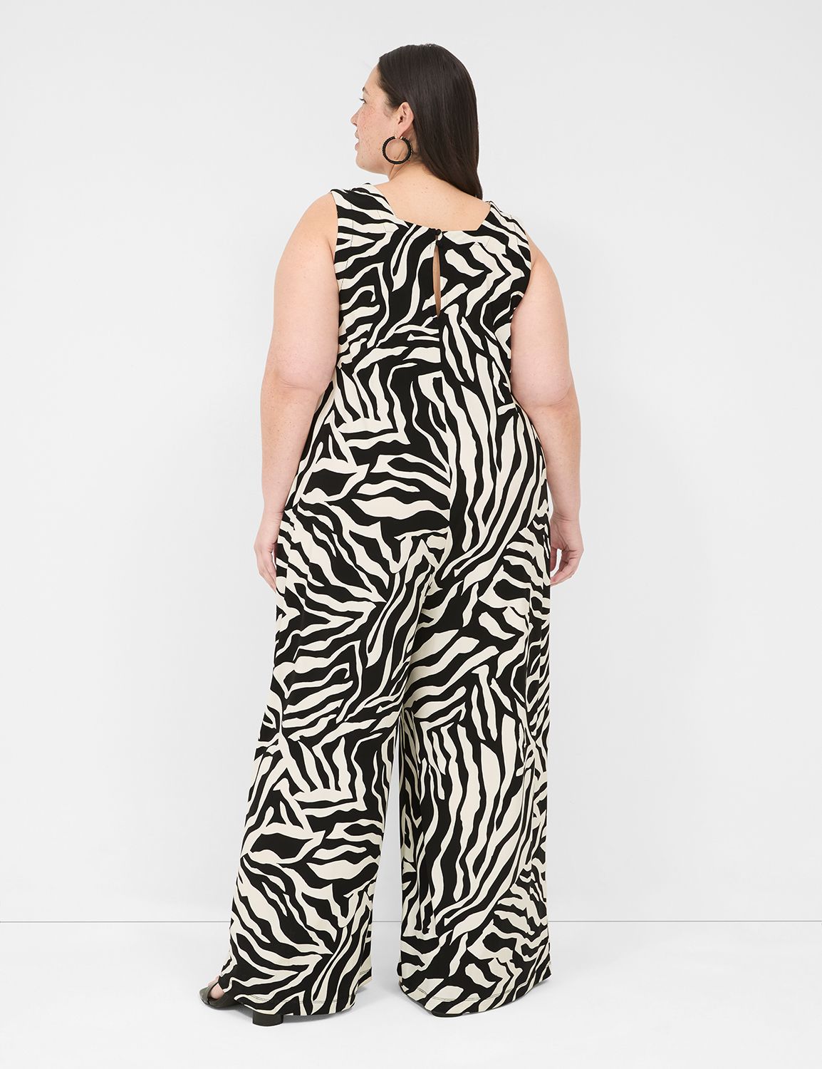 V-Neck Wide Leg Jersey Jumpsuit | LaneBryant