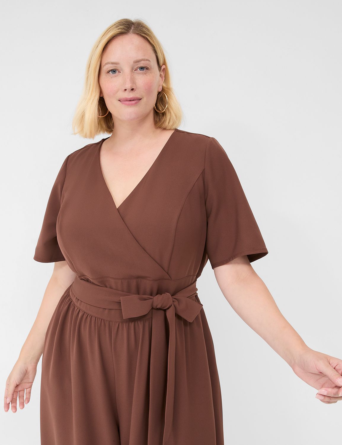 SS SURPLICE LENA FULL LEG JUMPSUIT | LaneBryant