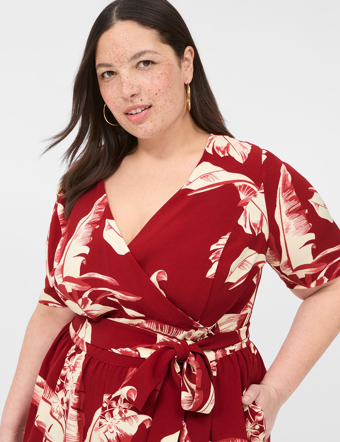 SS SURPLICE LENA FULL LEG JUMPSUIT | LaneBryant