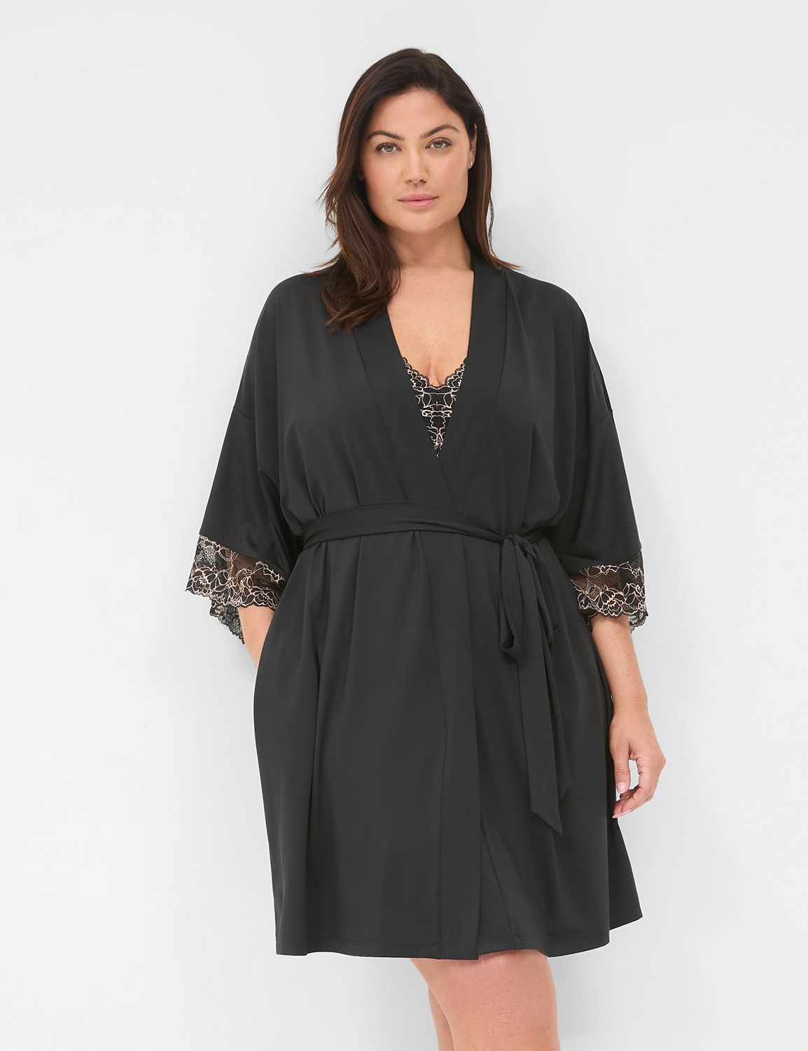 Romantic Lace Trim Robe 1139979 F | LaneBryant