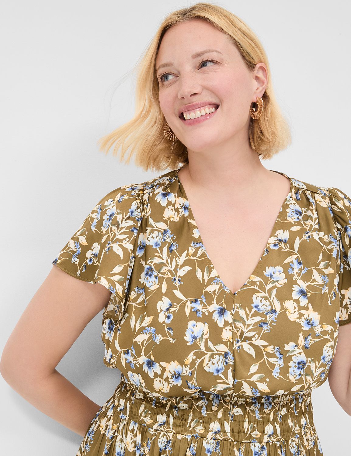 SS VNECK ELASTIC DRAWSTRING WAIST W | LaneBryant