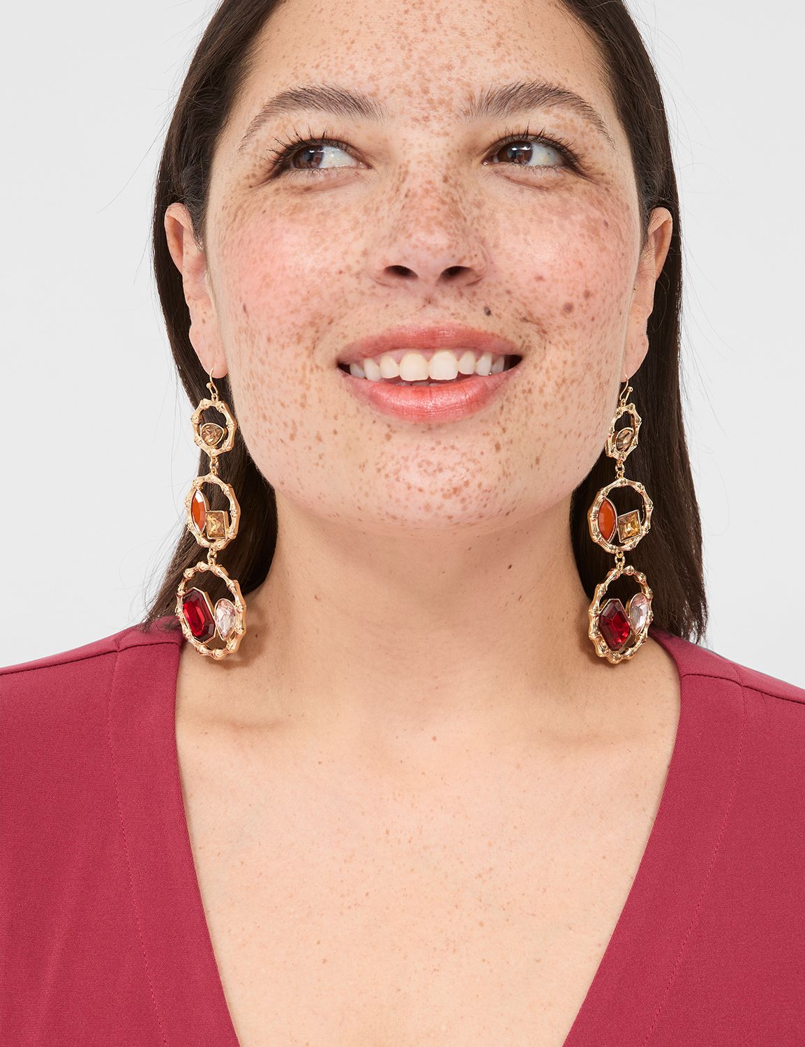 Colored Stone Drop Earrings | LaneBryant