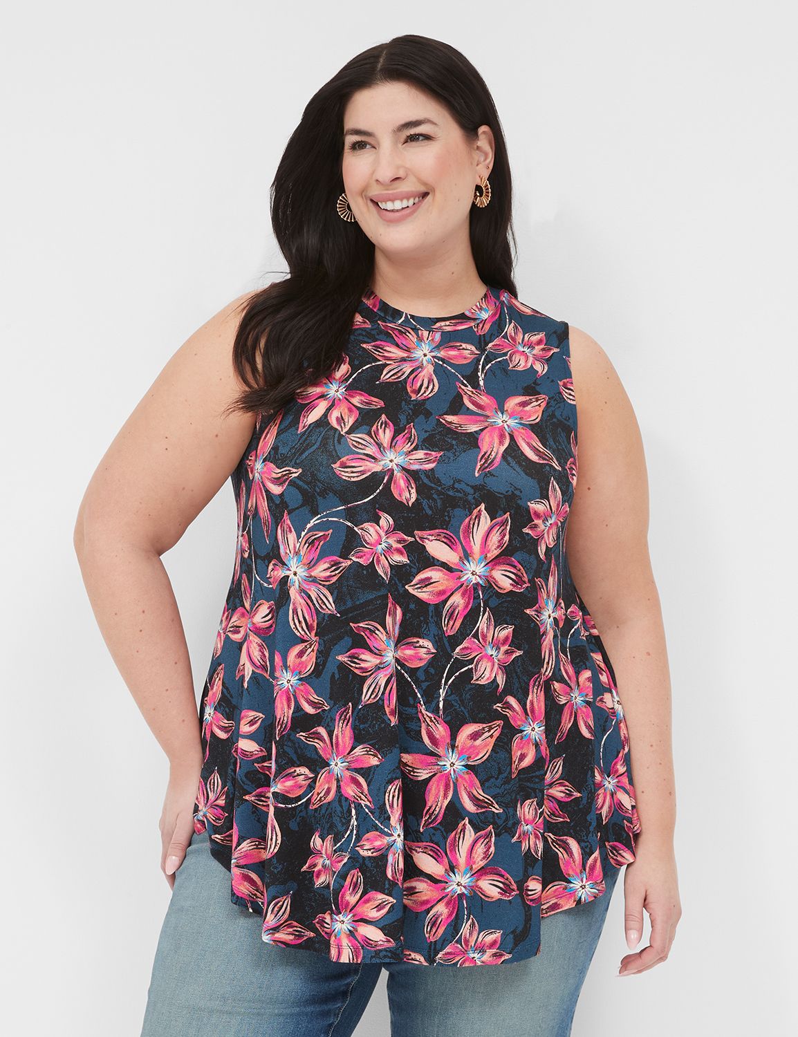Max Swing Sleeveless High-Neck Tunic | LaneBryant