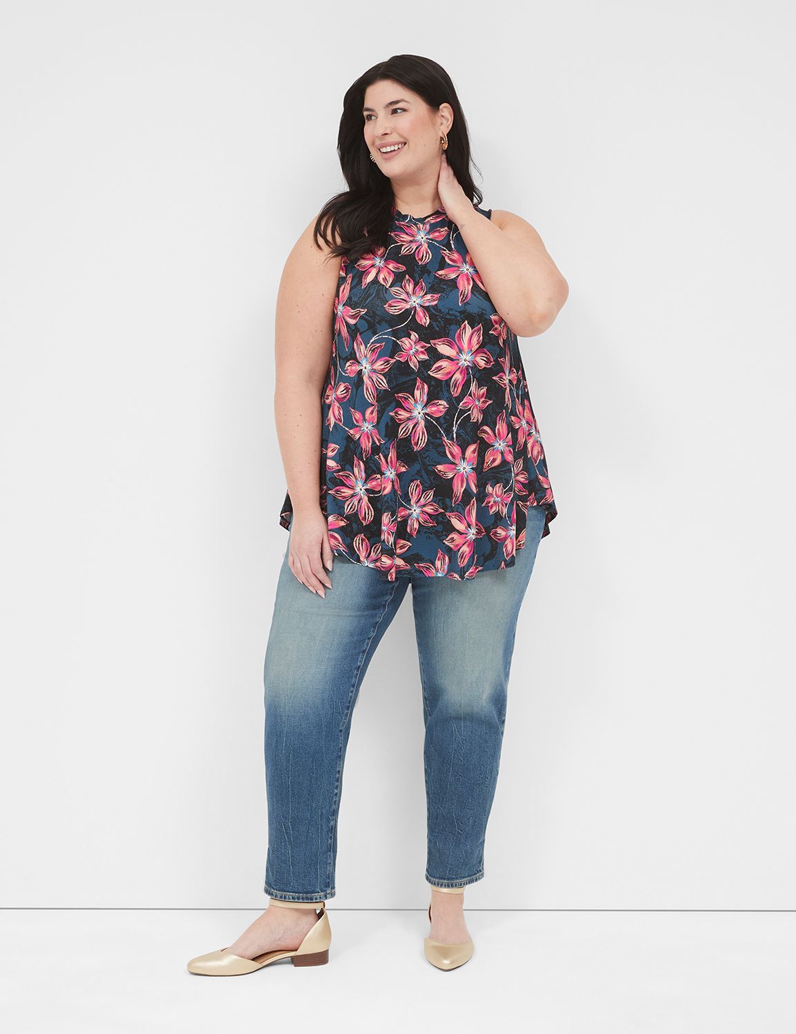 Max Swing Sleeveless High-Neck Tunic | LaneBryant